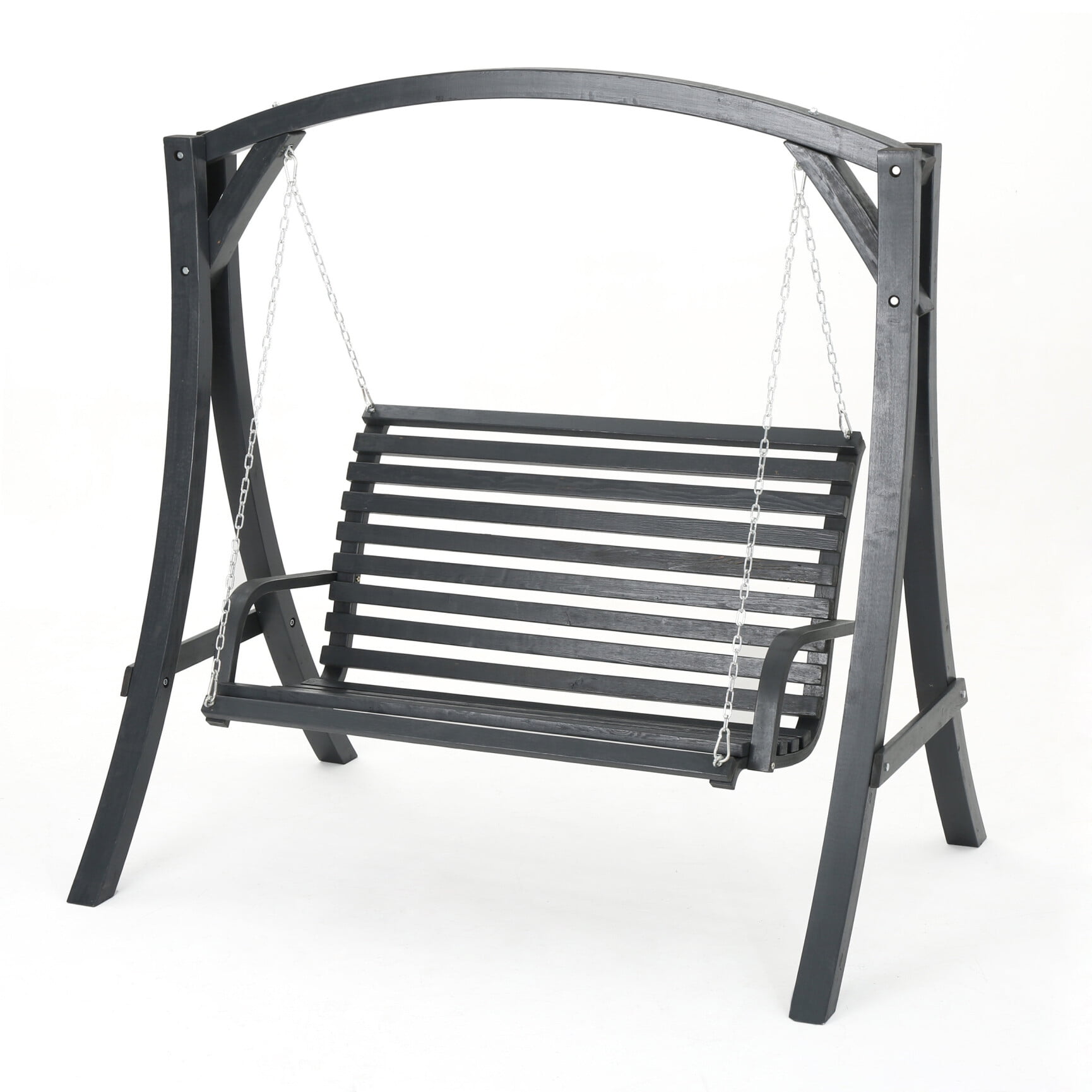 Wooden Patio Swing Chair, Outdoor Bench Swing for Balcony, Backyard ...