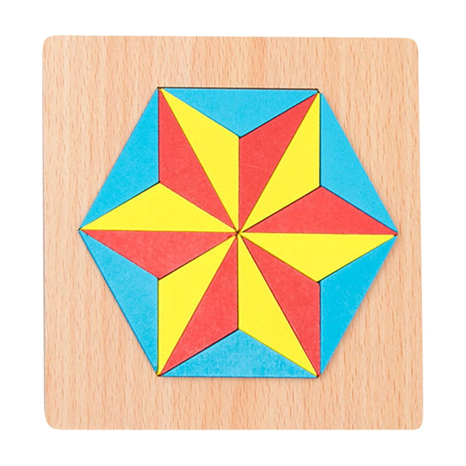 Wooden Pattern Blocks Montessori Toys Shape Puzzles Kindergarten ...