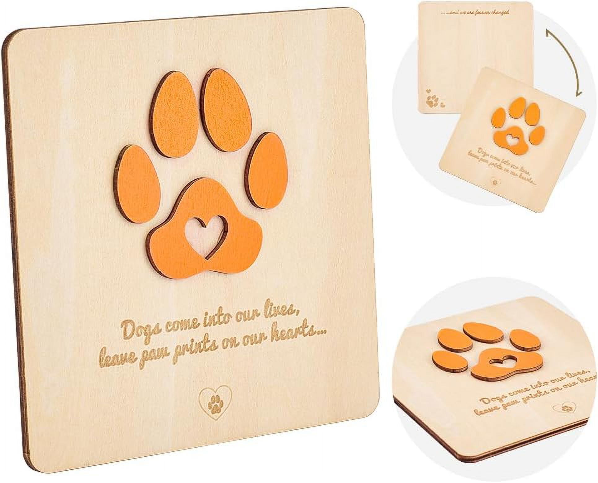 Wooden Paw Print Commemorative Cards 5.1x5.1Inch Jigsaw Handmade Wooden ...