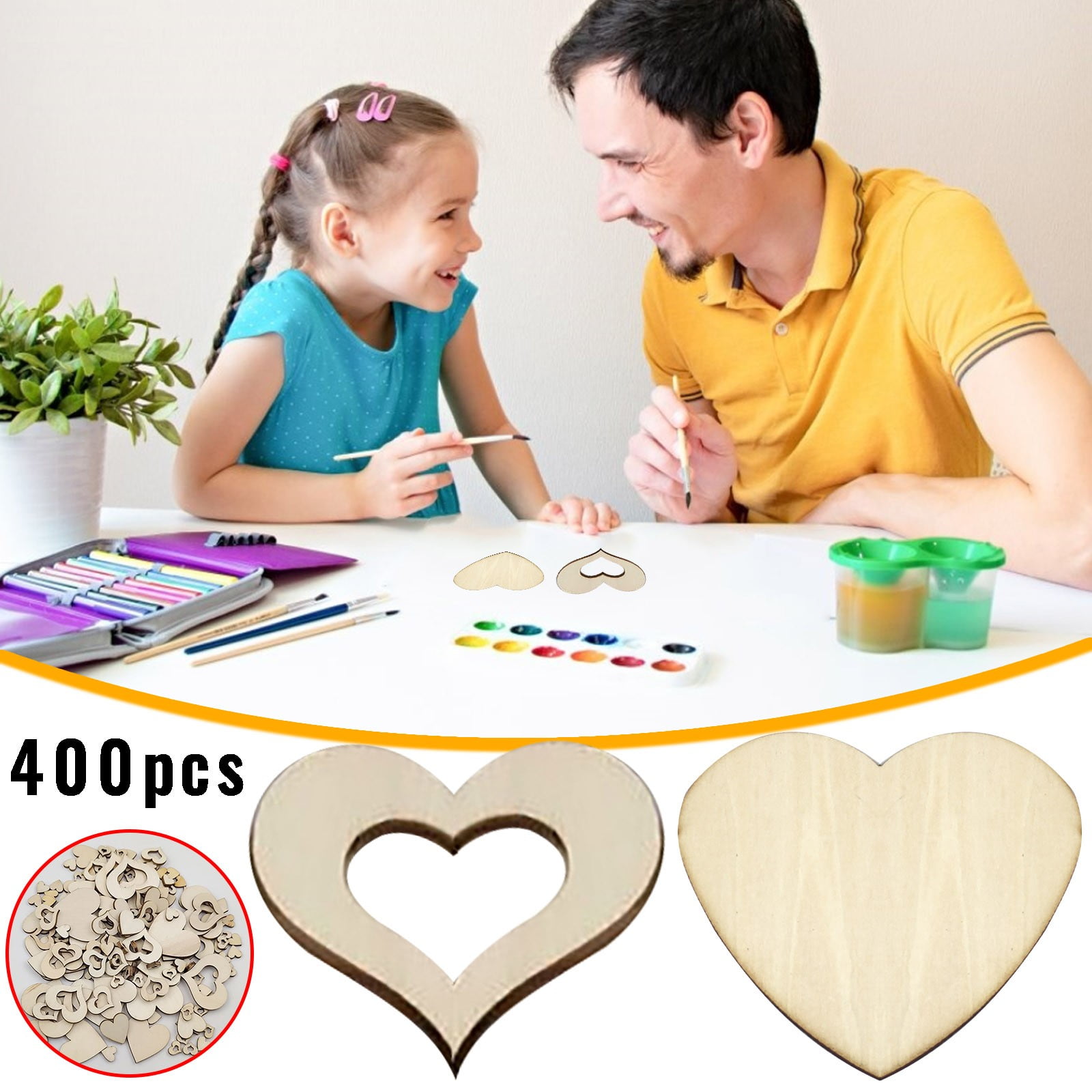 Wooden Peach Heart Cutouts for Crafts | 400PCS Mixed Sizes Solid ...