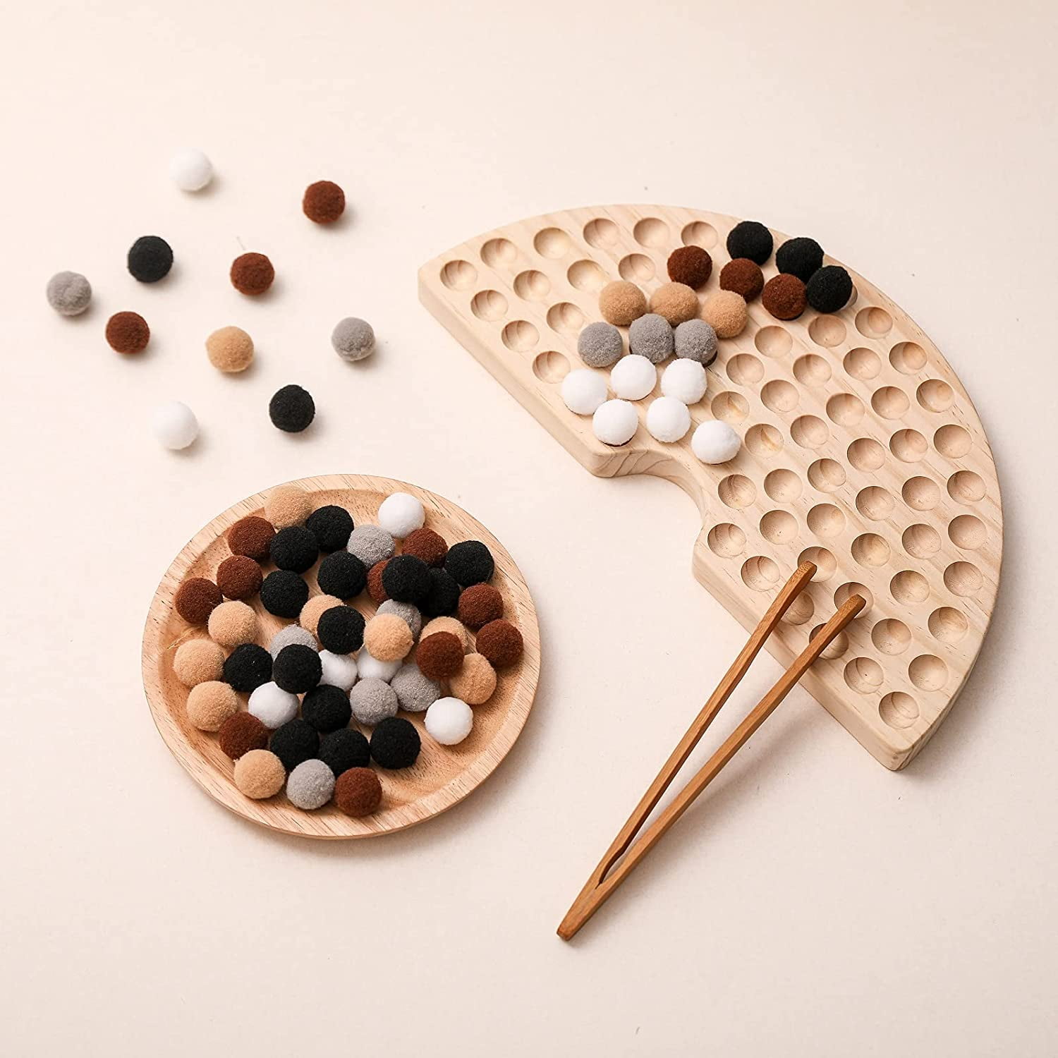 Wooden Peg Board Beads Game Color Sorting Toys Counting Matching Game ...