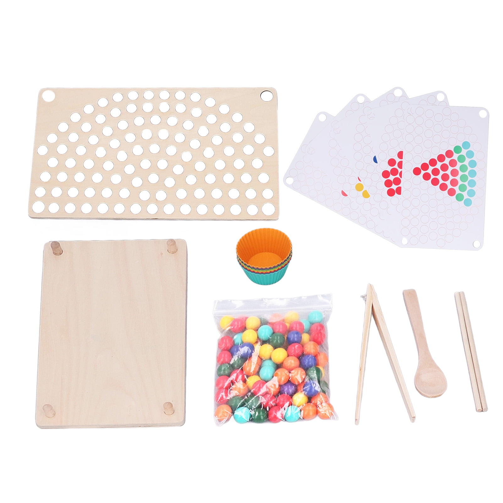 Wooden Peg Board Beads Game Early Education Chopstick Training ...