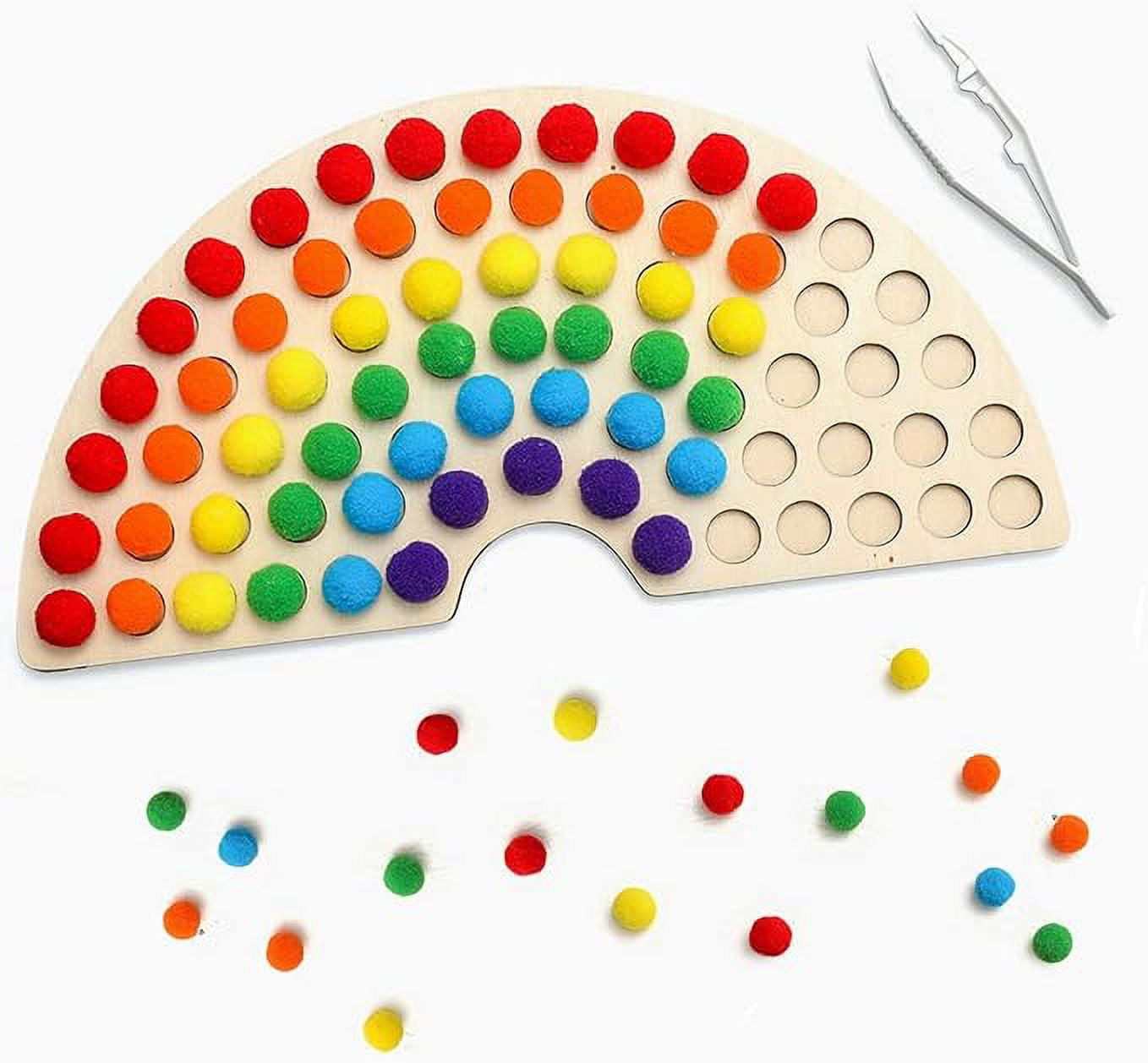 Wooden Peg Board Toddler Toys Children's Math Learning Color Row ...