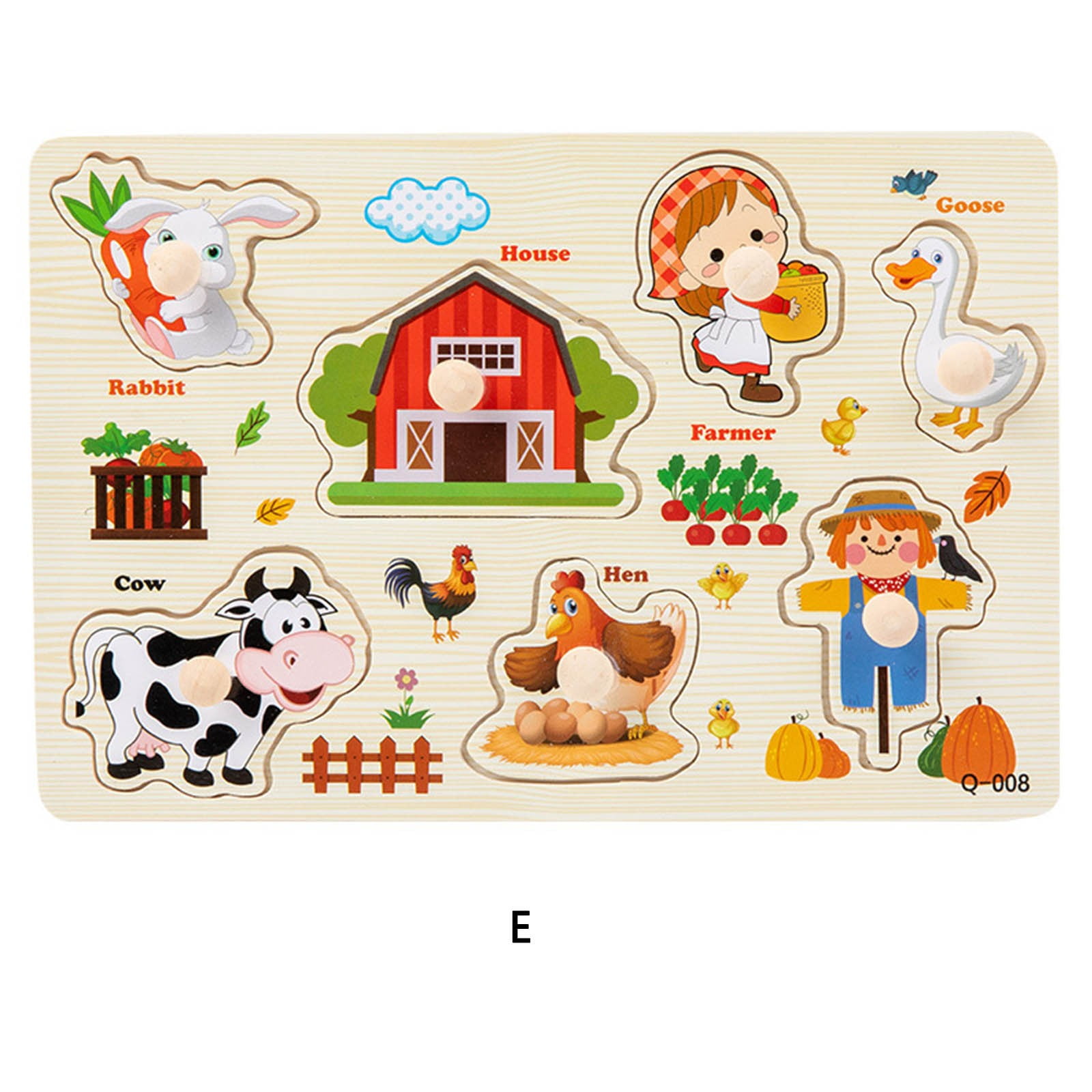 Wooden Peg Puzzle for Toddlers 2 3 4 Years Old, Montessori Educational ...