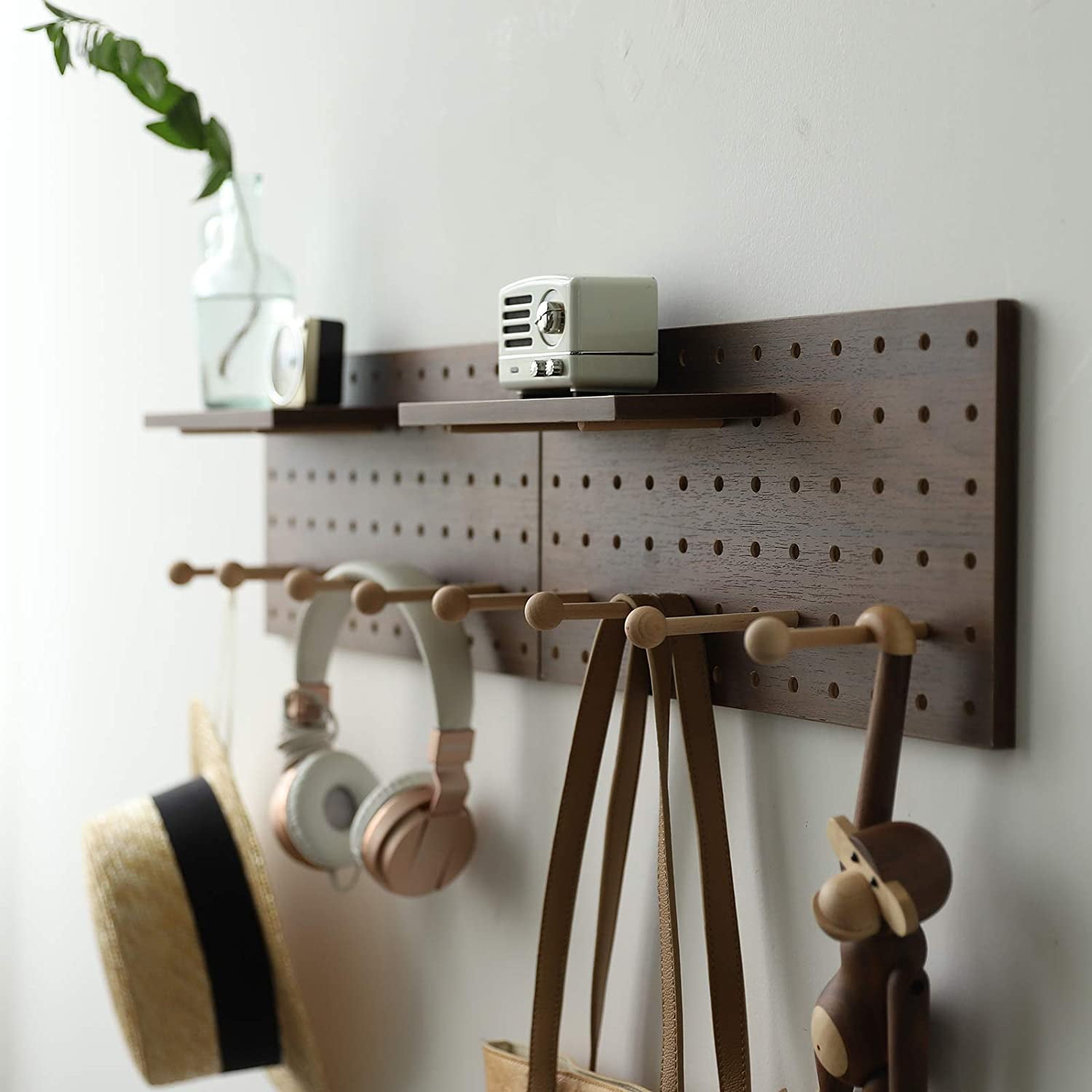 Wooden Pegboard Modular Display Organization Storage Wall Hooks Shelf ...