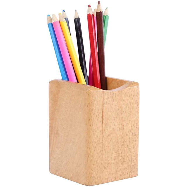 Wooden Pen Box Multiple-Use Desk Organizer Eco Natural Wood Storage Box ...