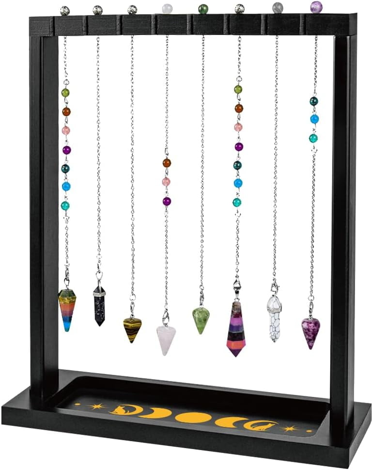 Wooden Pendulum Crystal Display Holder Wood Pendulum Display Stand Moon ...
