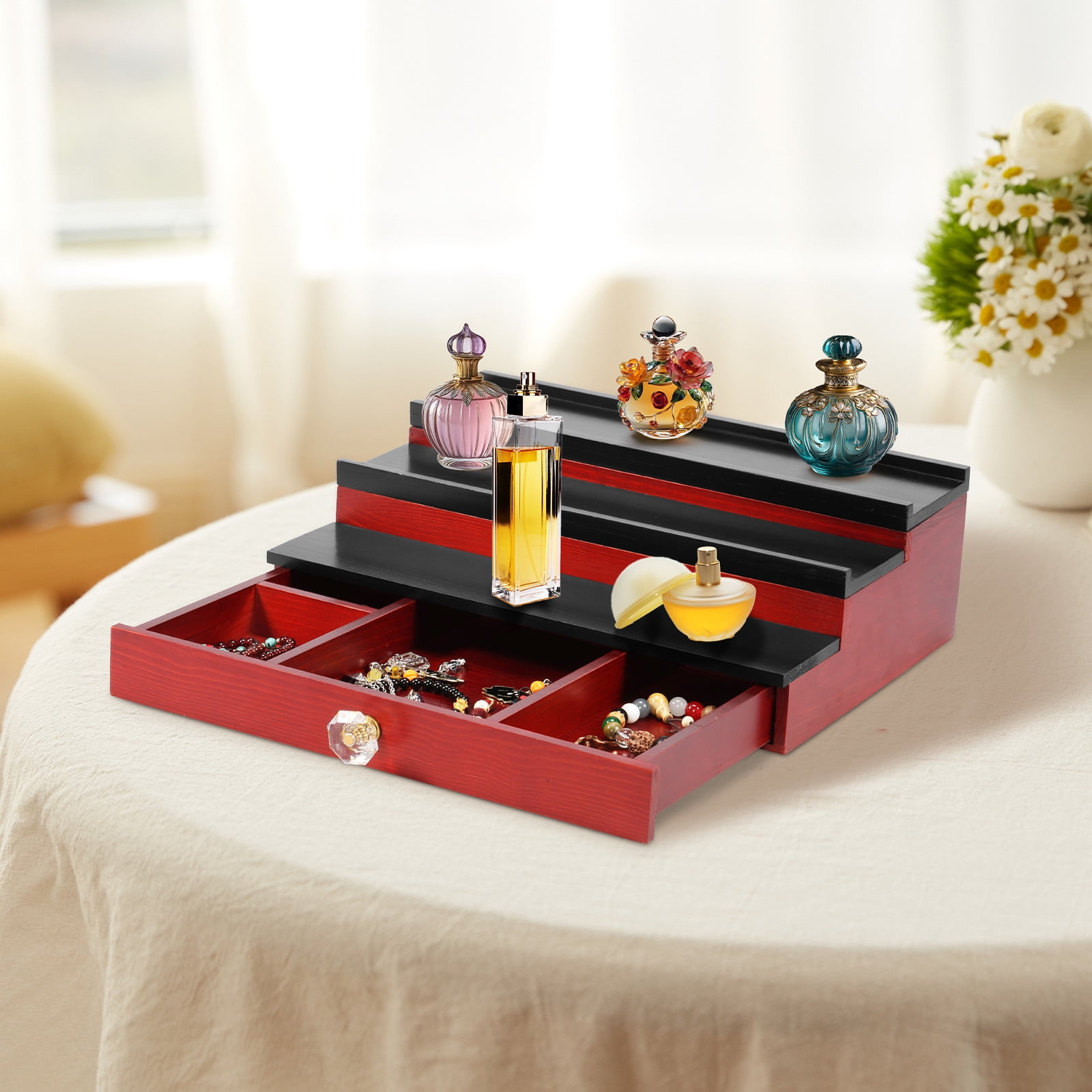 Wooden Perfume Organizer for Jewelry Perfume Watch 3 Tier Stepped ...