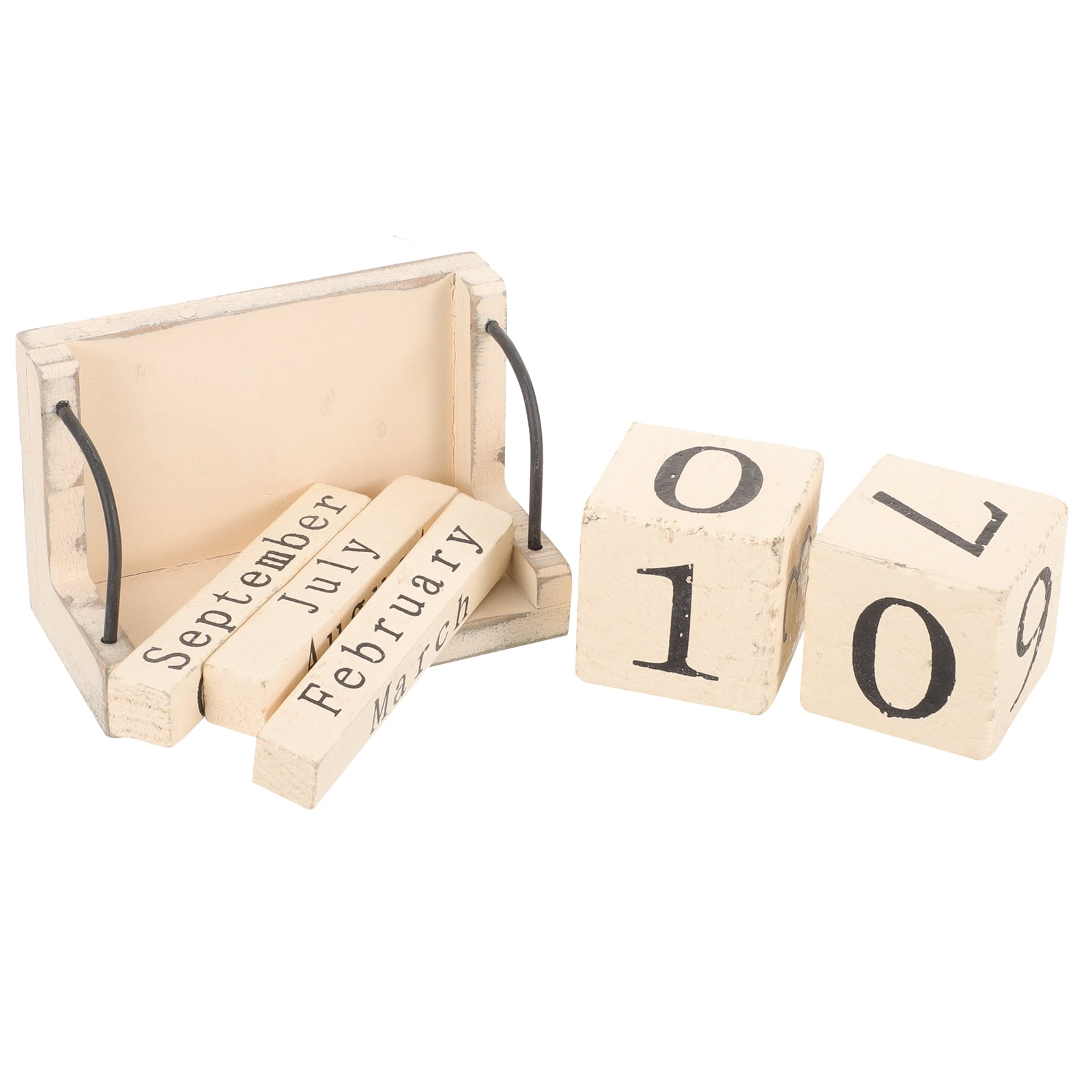 Wooden Perpetual Calendar Coffee Shop Decor Household Month Date Block ...
