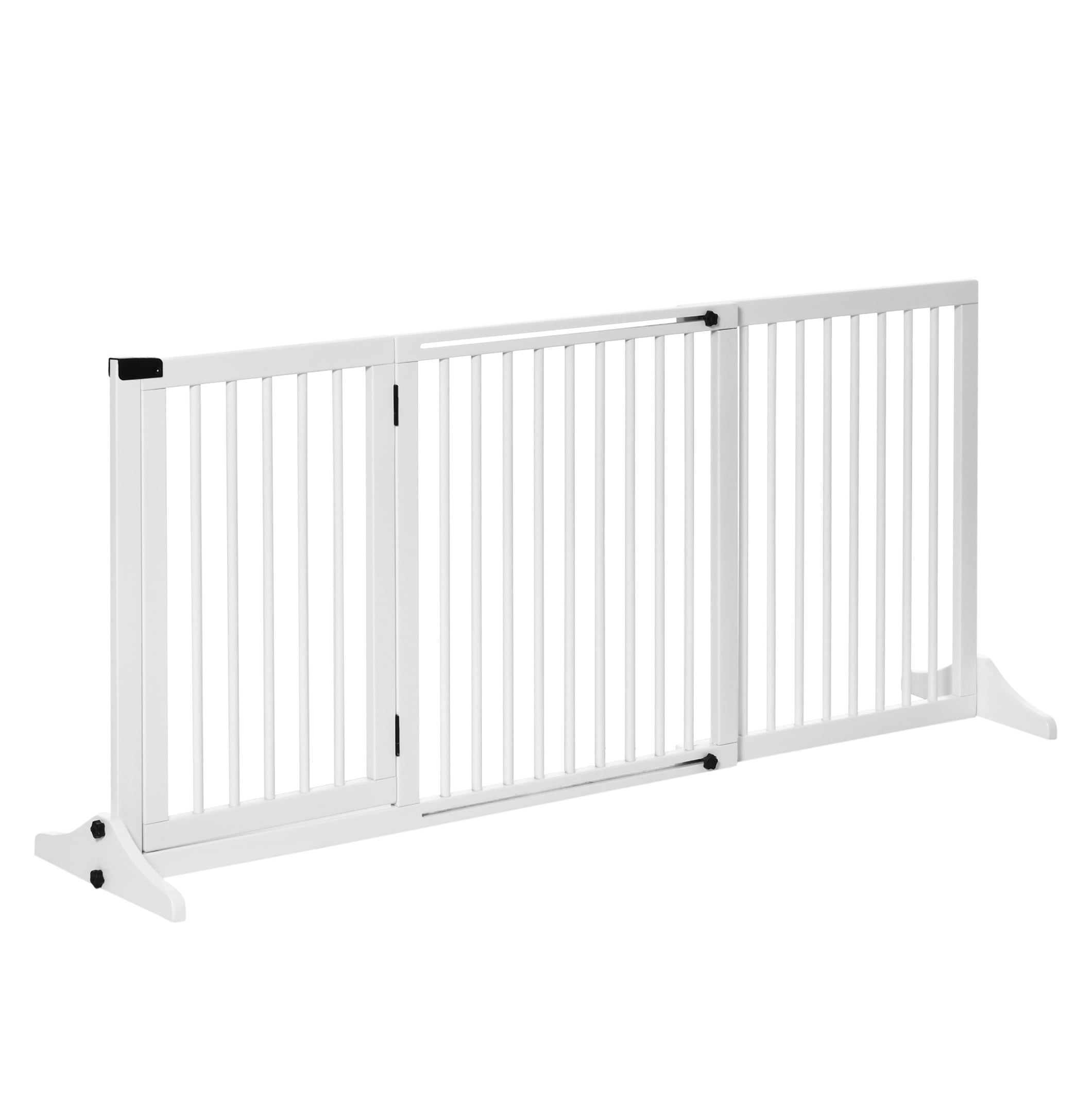 Wooden Pet Gate Freestanding Adjustable 3 Panel Dog Gate with Lockable ...