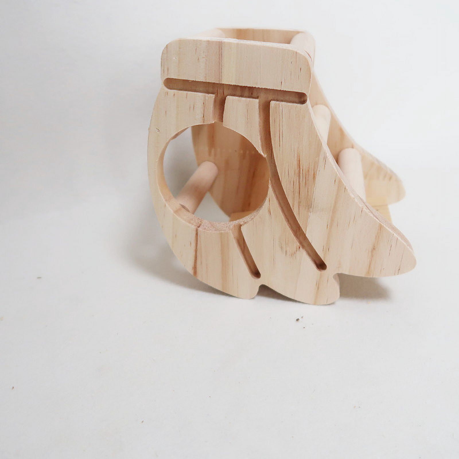 Wooden Pet Grass Rack with Water and Fruit Shaped Feeders Hanging Pots ...