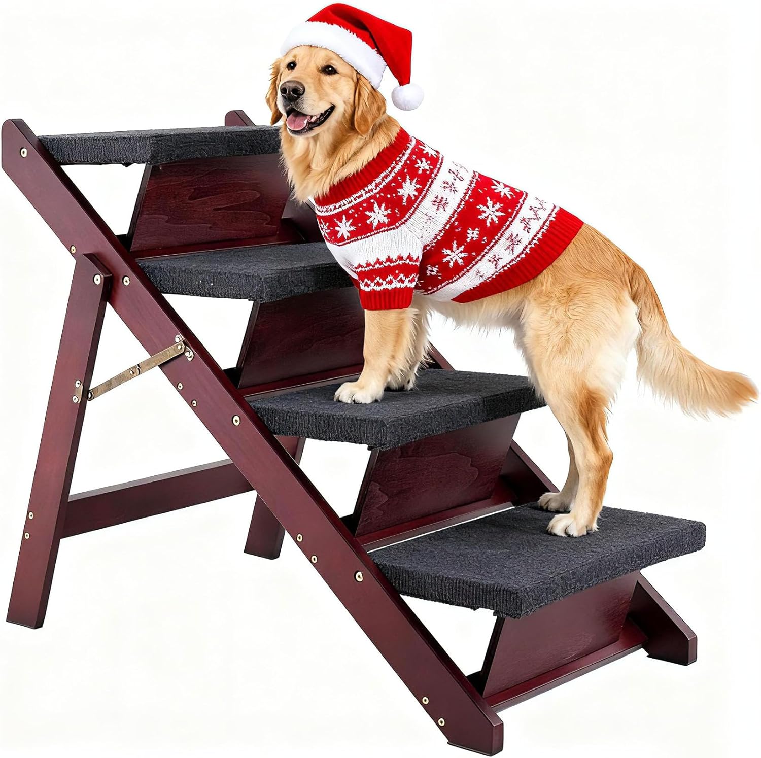 Wooden Pet Stairs/Pet Steps - 3-in-1 Foldable Stairs & Ramp for Tall ...