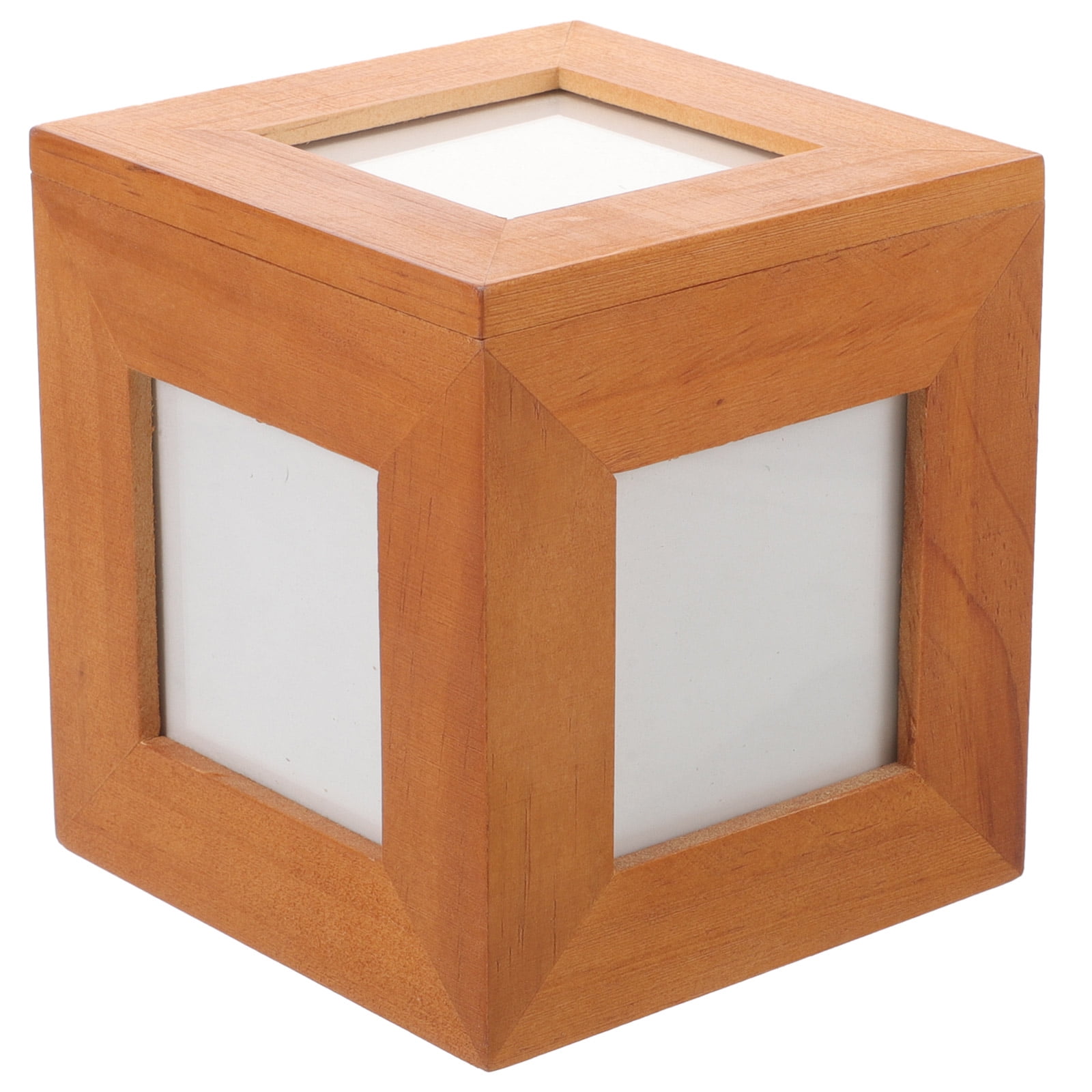 Wooden Photo Cube Keepsake Box Rustic Shadow Box Desk Frame for Bouquet ...