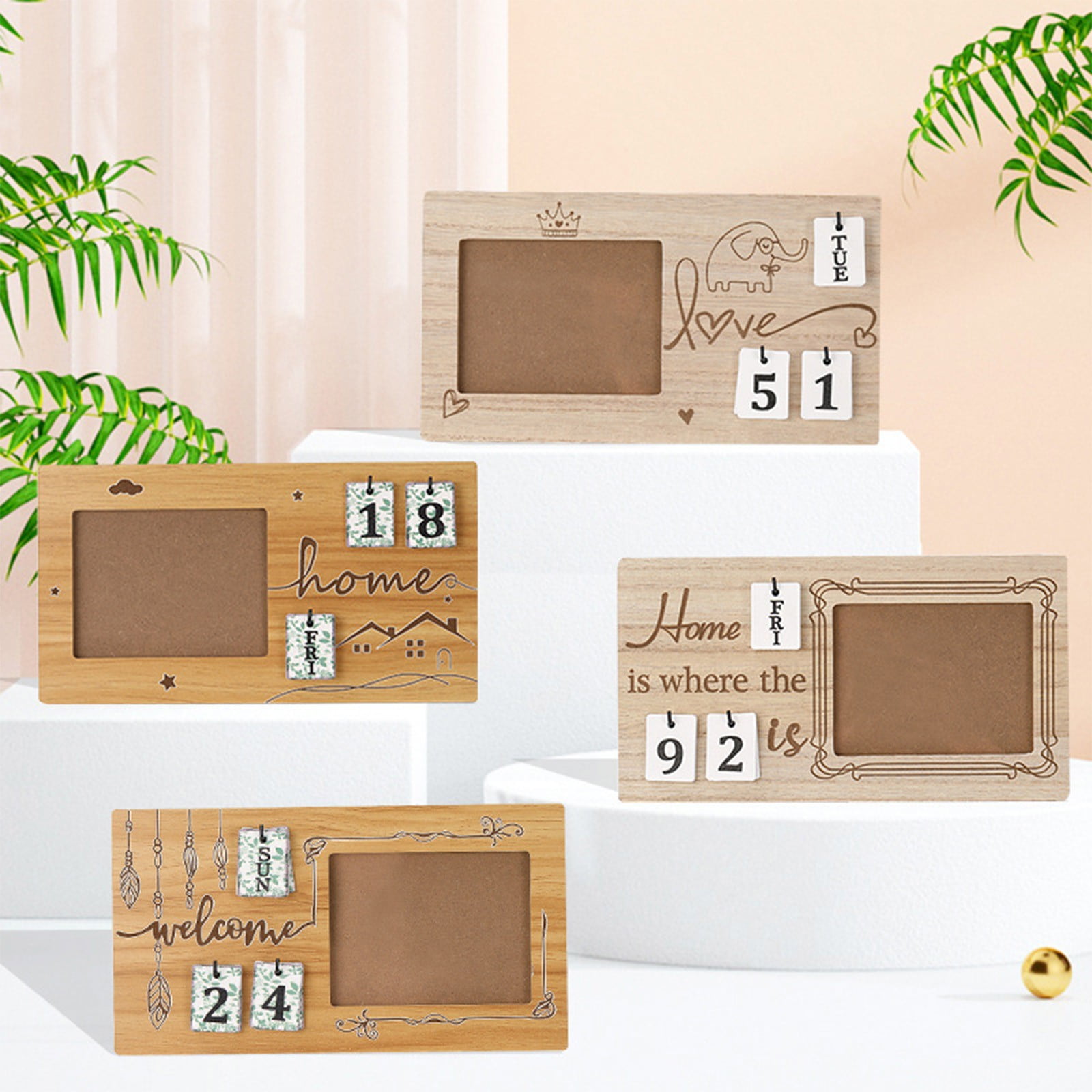 Wooden Photo Frame Display, Desktop Picture Frame Stand, Wall-mounted ...