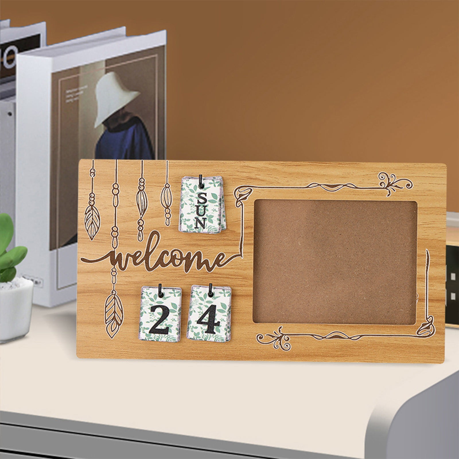Wooden Photo Frame Brown | Desktop & Wall-Mounted Picture Frame Stand ...
