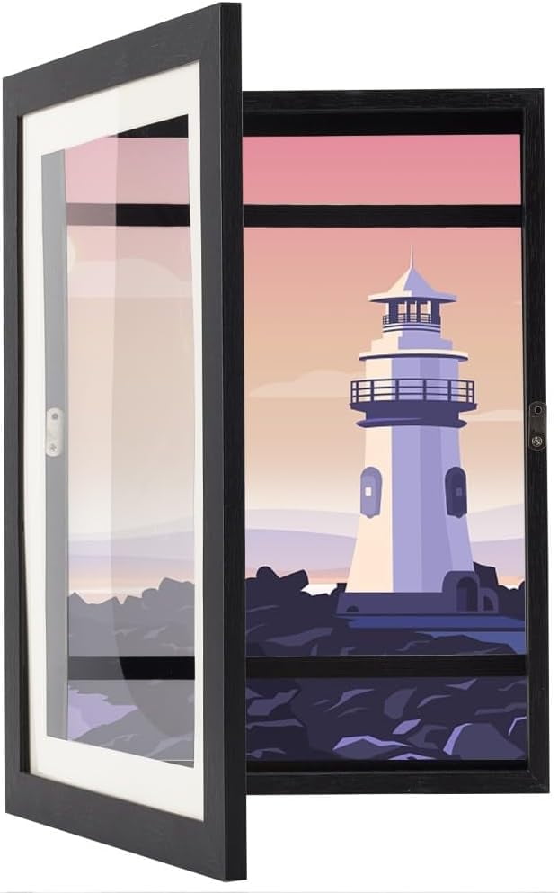 Wooden Photo Frame Flip Cover Art Picture Black Frame Artwork Display ...