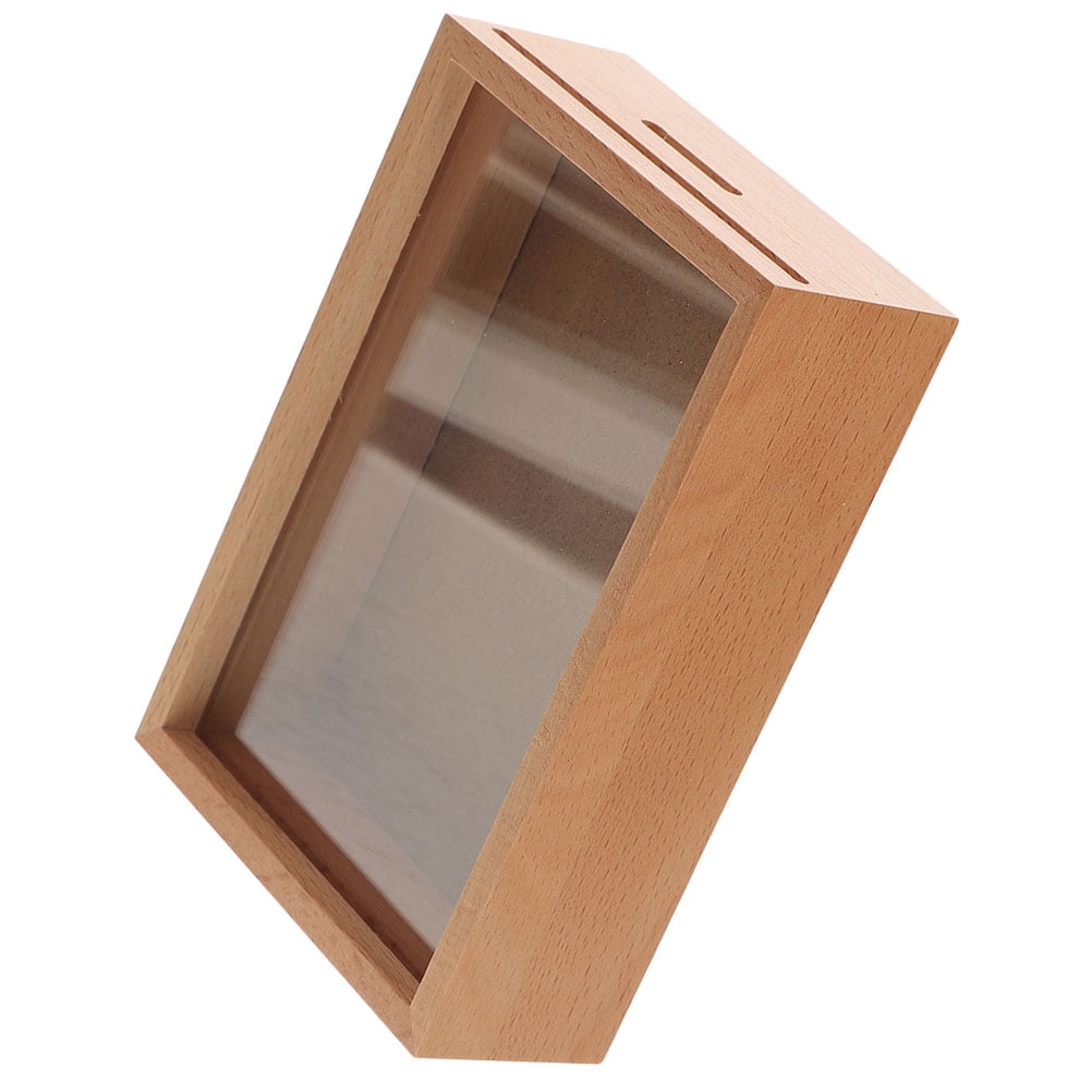 Wooden Photo Frame Piggy Bank Wood Money Saving Box Money Jar Bank ...