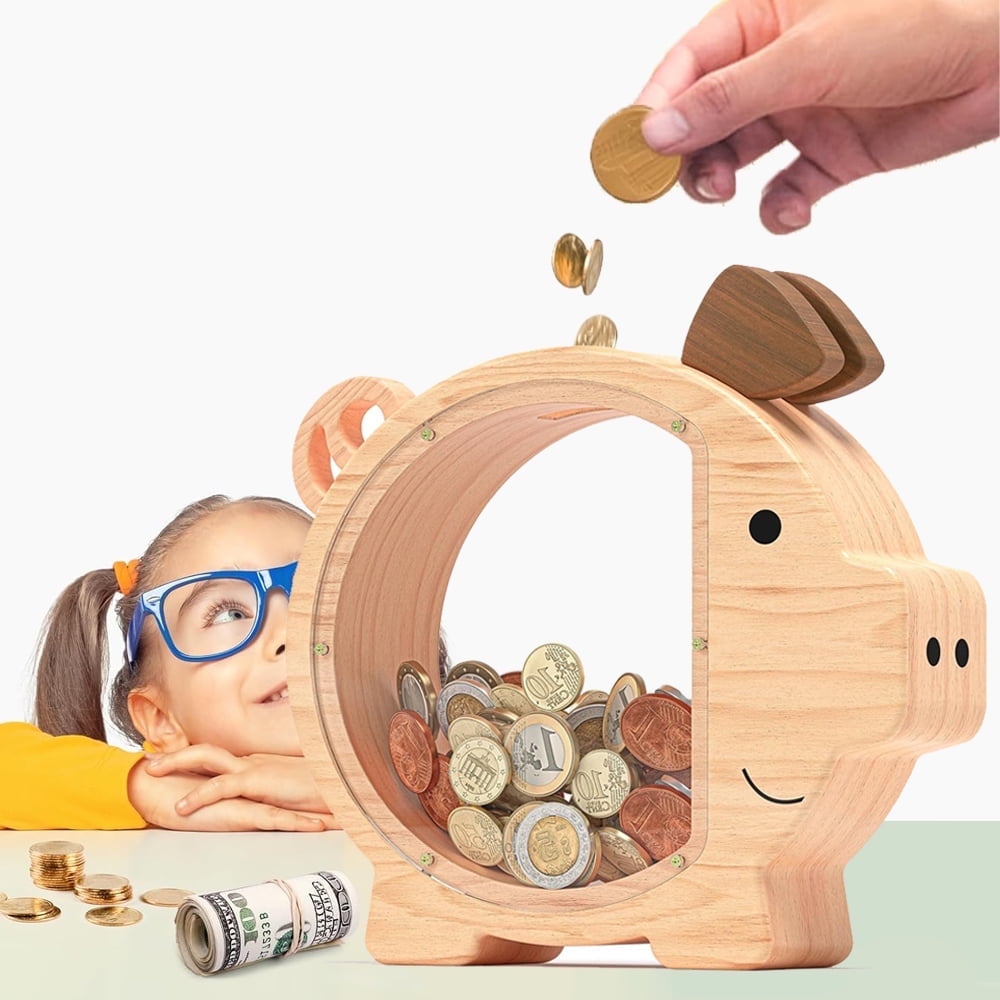 Wooden Piggy Bank for Kids,Cute animal Money Bank for Boys Girls ...