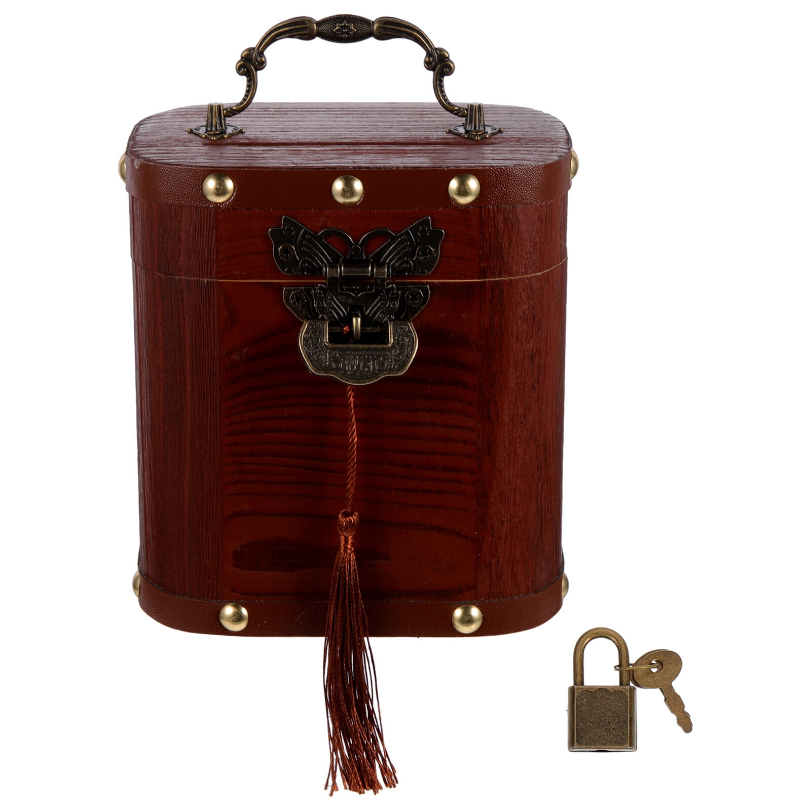 Wooden Piggy Bank Retro Style Treasure Chest Box Vintage Coin Savings ...