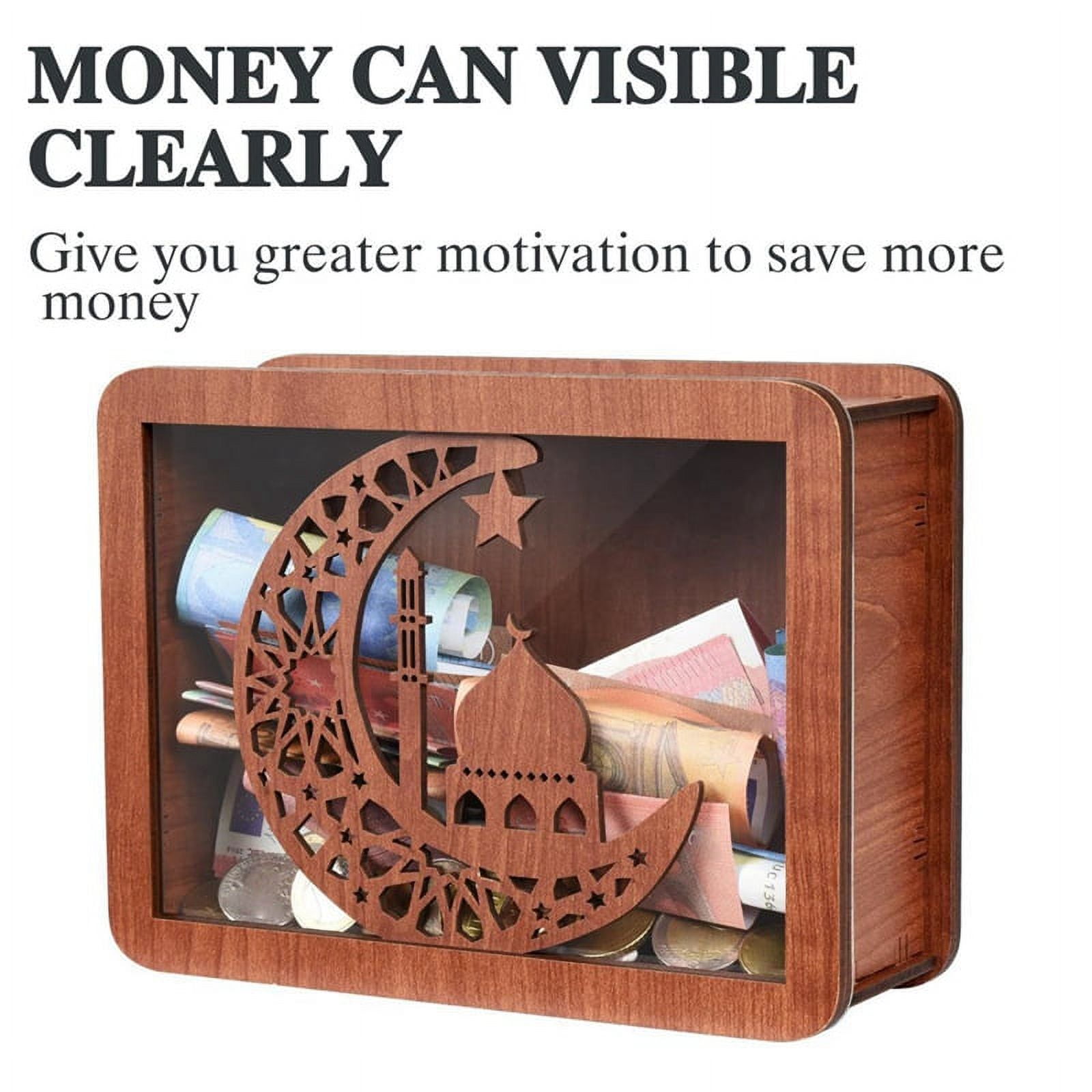 Wooden Piggy Bank for Adult Kids, Money Box with Counter, Money Saving ...