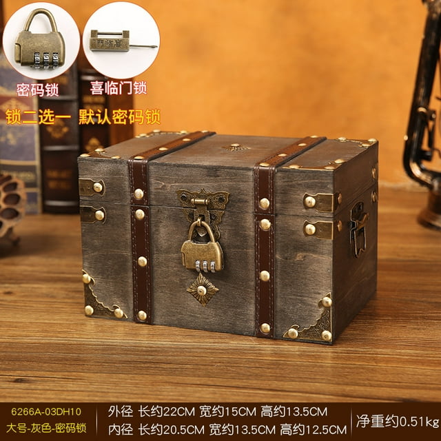 Wooden Pirate Treasure Chest Multi-functional Wooden Storage Box ...