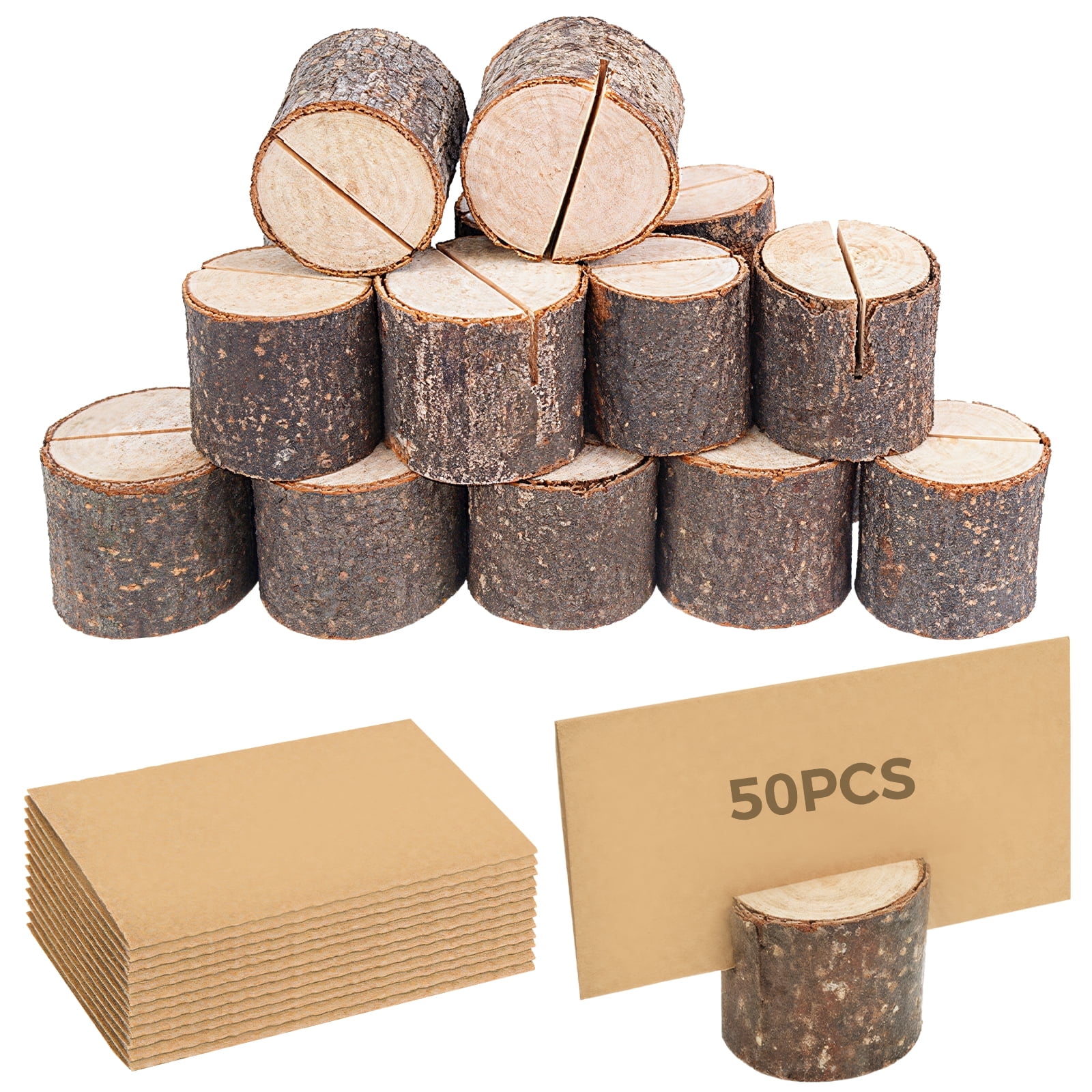 50 Pcs Wooden Place Card Holders, Place Cards for Table Setting, Table ...