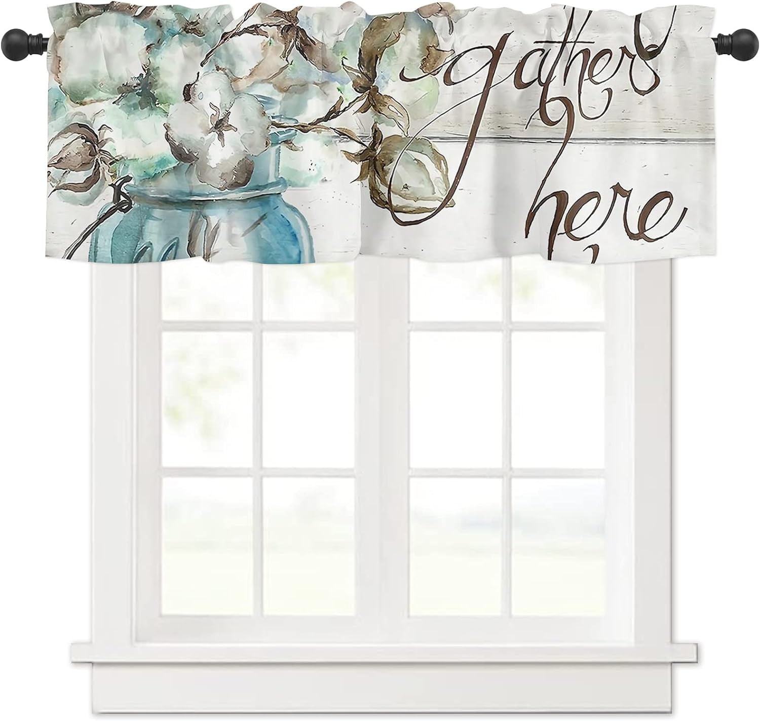 Wooden Plank 1 Panel Tier Window Curtain Valance Rod Pocket Curtain ...