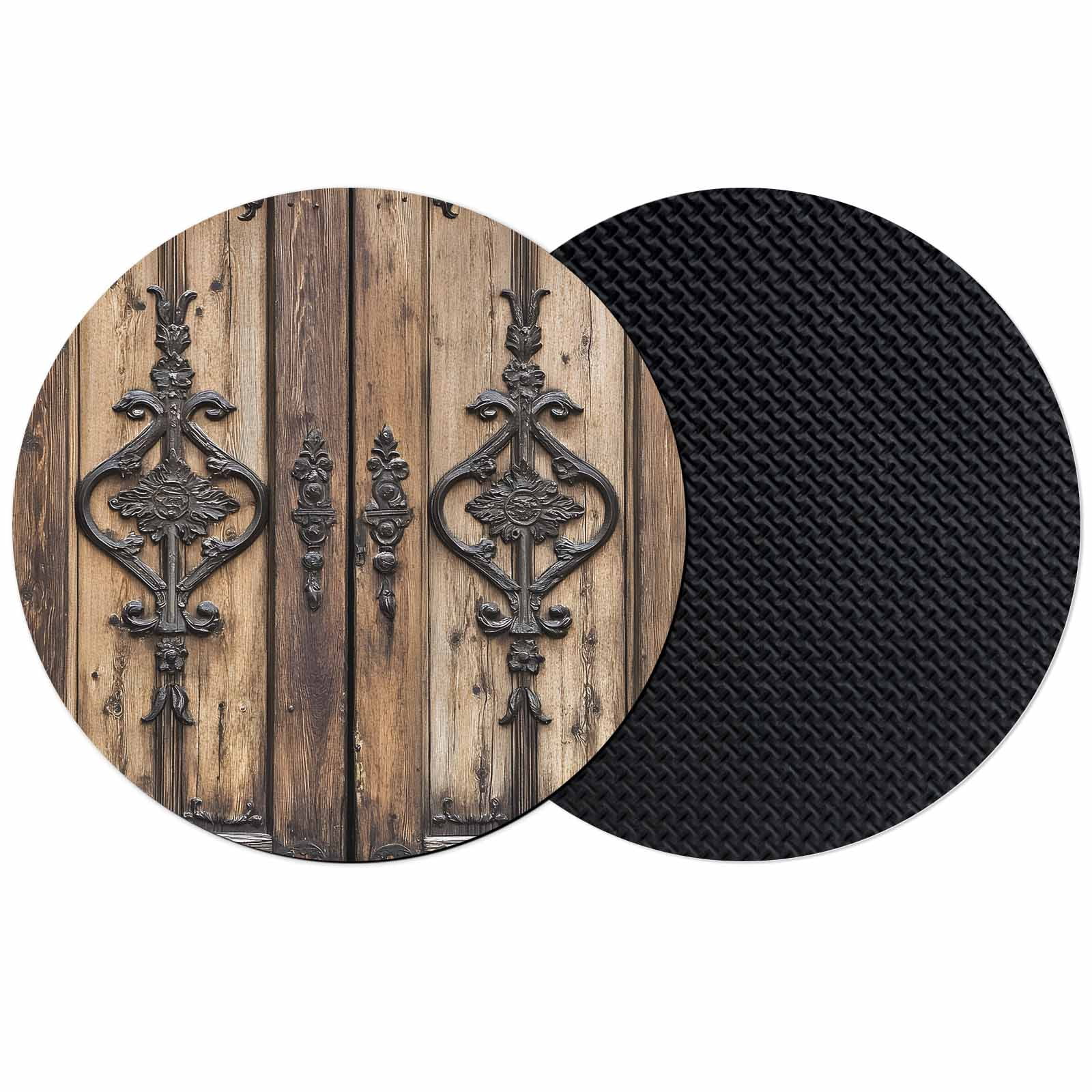 Wooden Plank Coasters Set of 2, Rustic Farmhouse Brown Black Barn Door ...