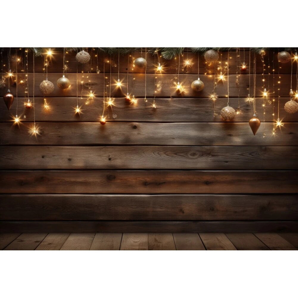 Wooden Plank Tile Wall Decorative Backdrop Brown Light Bulb Stars ...