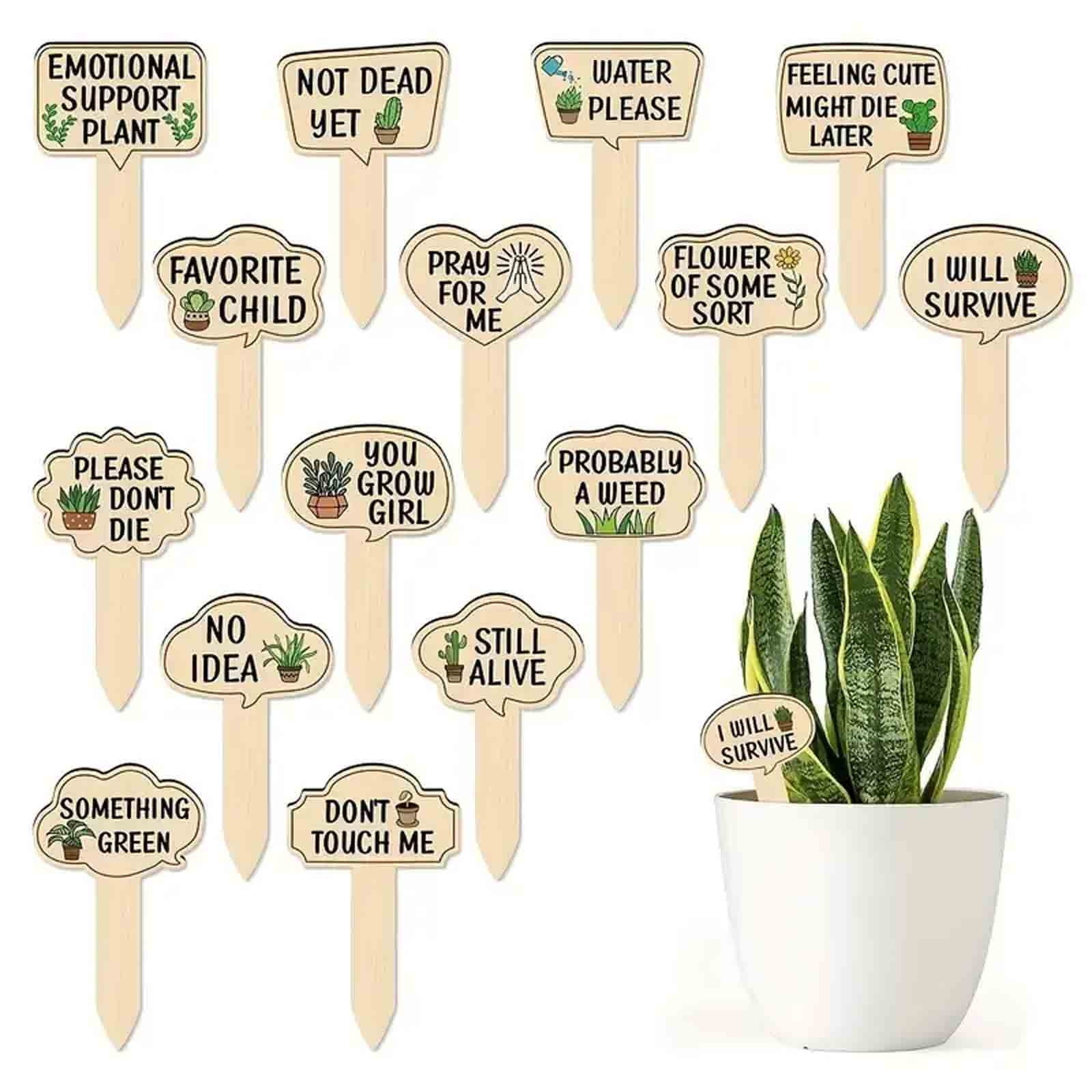 Wooden Plant Insert Tags Garden Markers Pack of 15 Pieces For Easy ...