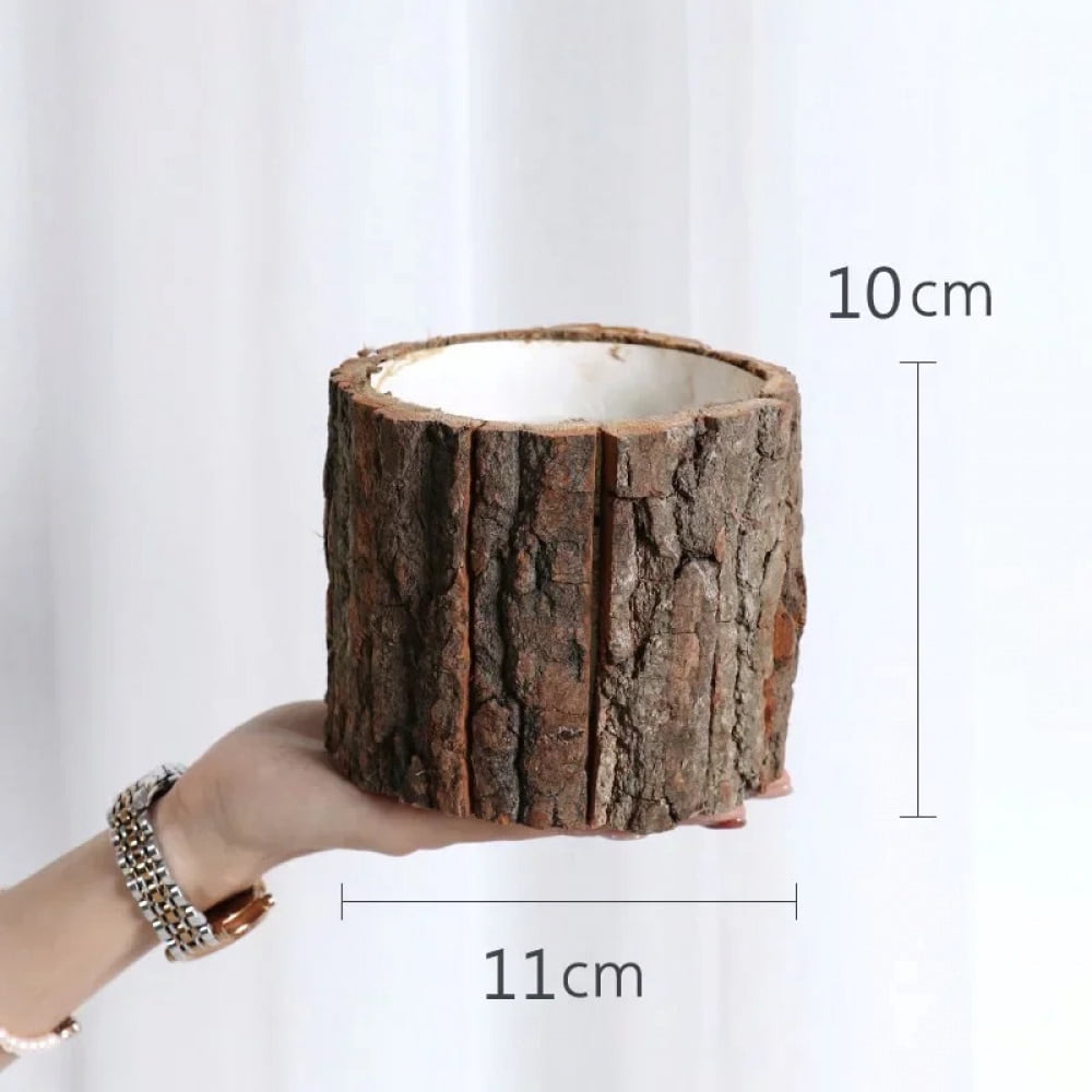 Wooden Plant Pot Vintage Round Table Decorative Style Wooden Flowerpot ...