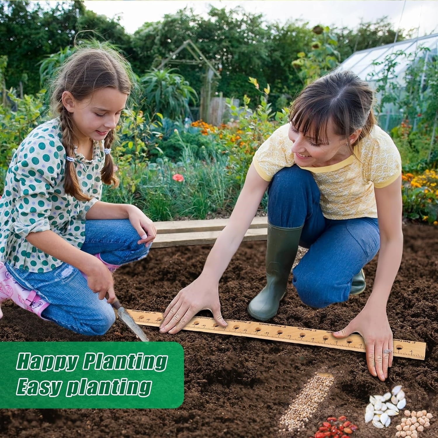 Wooden Plant Ruler 31-Inch Foldable Beech Seed Planting Sowing Tool ...