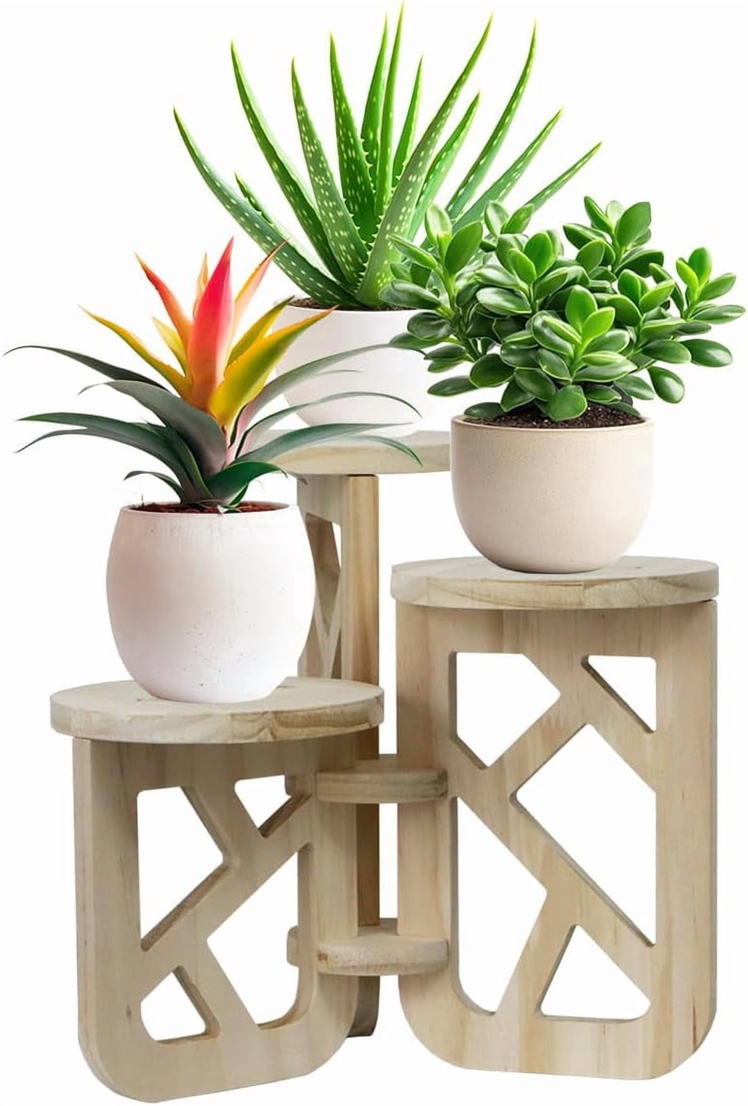 Wooden Plant Stand ,3 Tiers Indoor Succulent Windowsill Shelf - Small ...