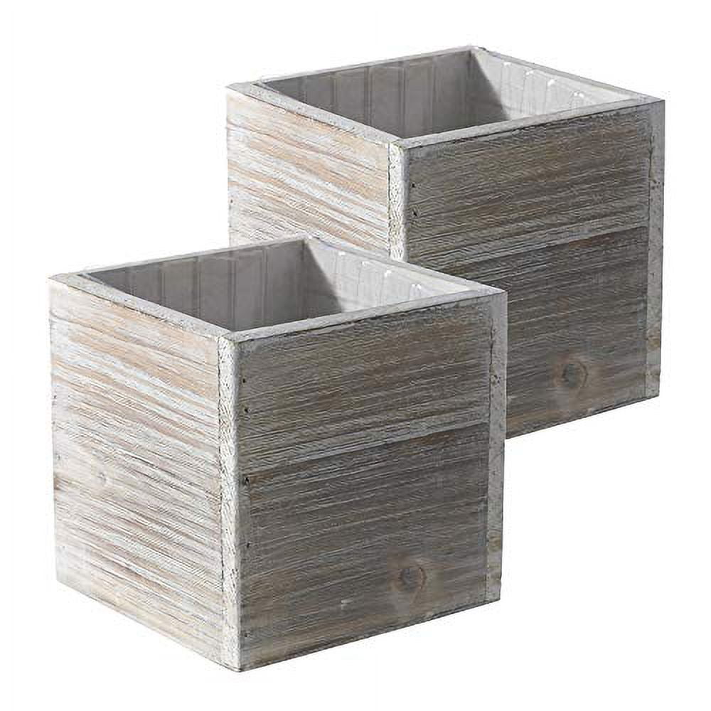 Wooden Planter Box, Rustic Barn Whitewash with Plastic Liner l Garden ...