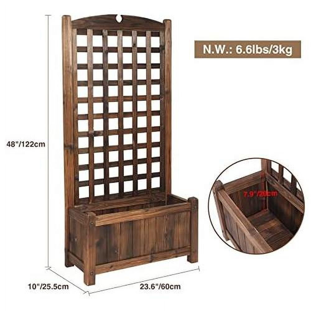 Wooden Planter Box With Trellis, 4Ft Raised Garden Bed With Trellis For ...