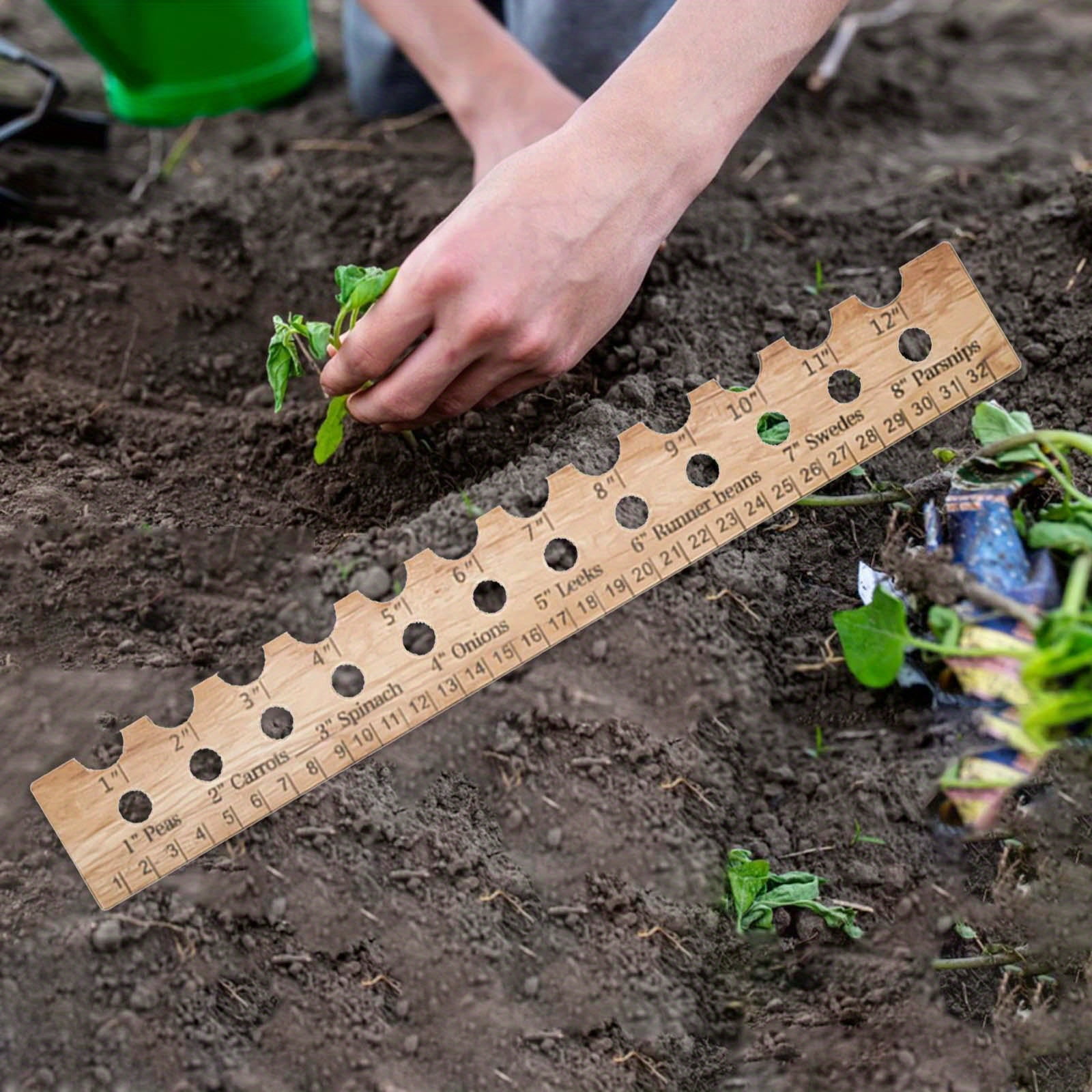 Wooden Planting Guide Ruler – Portable Garden Spacer Tool with Pre ...
