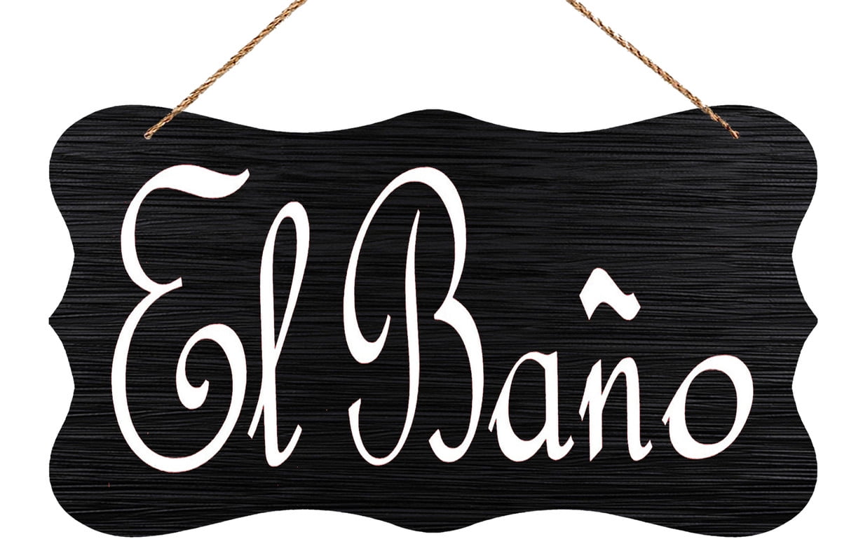 Wooden Plaque Spanish El Bano Wood Bathroom Restroom Sign Home Wooden ...