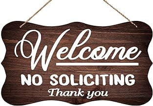Wooden Plaque Welcome Sign Welcome No Soliciting Office Sign Front Door ...