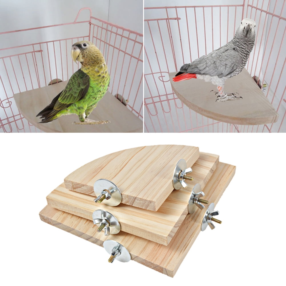 Wooden Platform Stand Rack Fan-shaped Perches Bird Cage Toys For ...