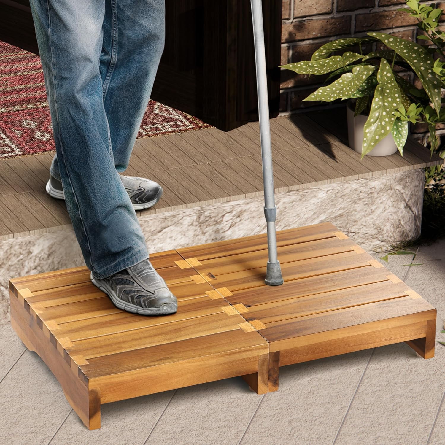 Wooden Platform Step Stool, 24.7" Step Platform for Adults & Elderly ...
