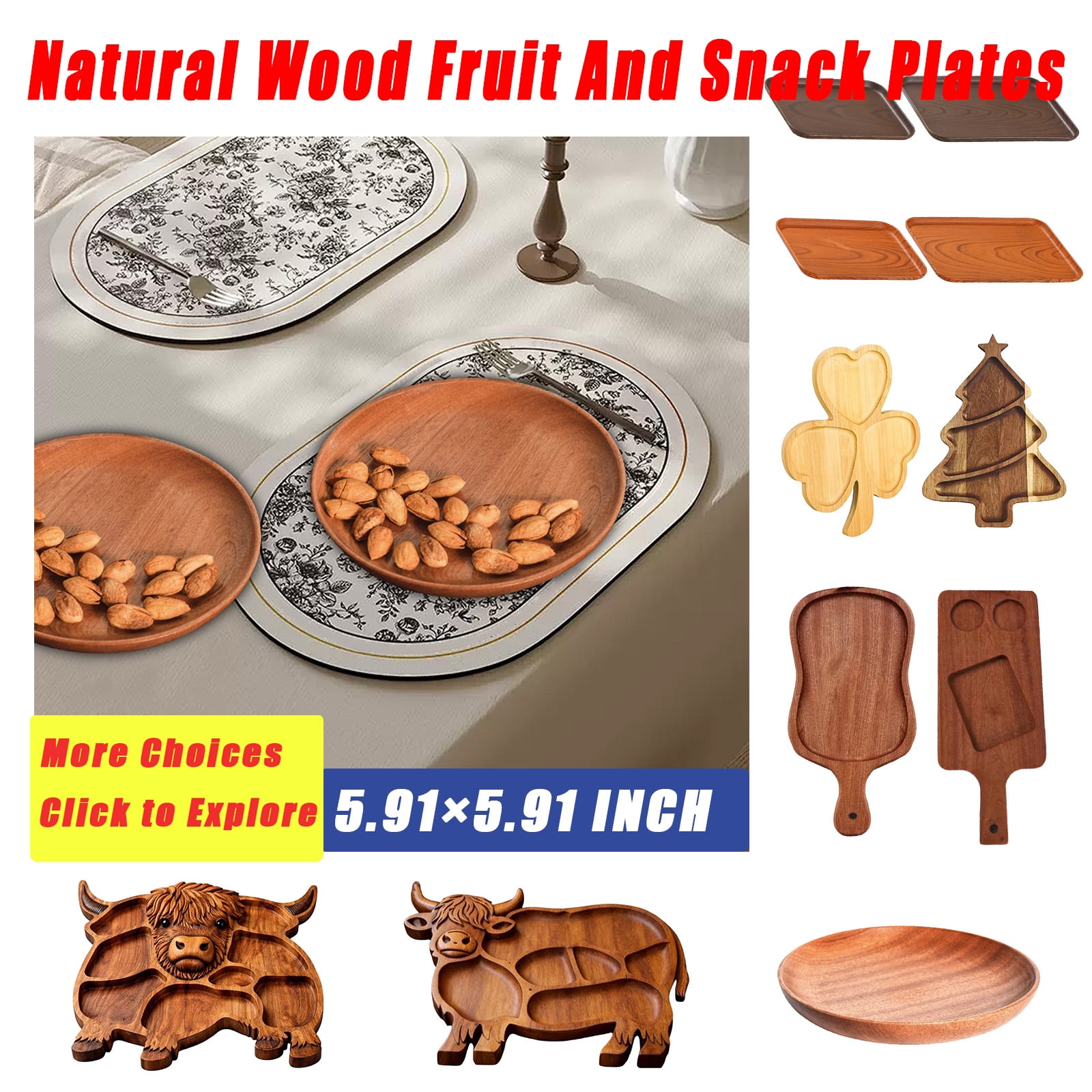 Wooden Platters for Kitchen and Dining,Premium Natural Wood Boards for ...