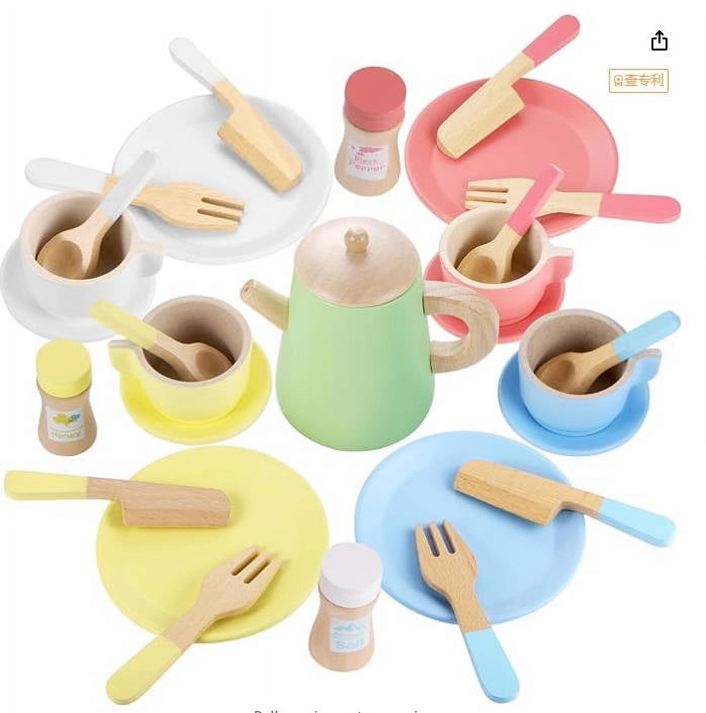 Wooden Play Dishes Play Food Set Toy Wooden Play Kitchen Accessories ...