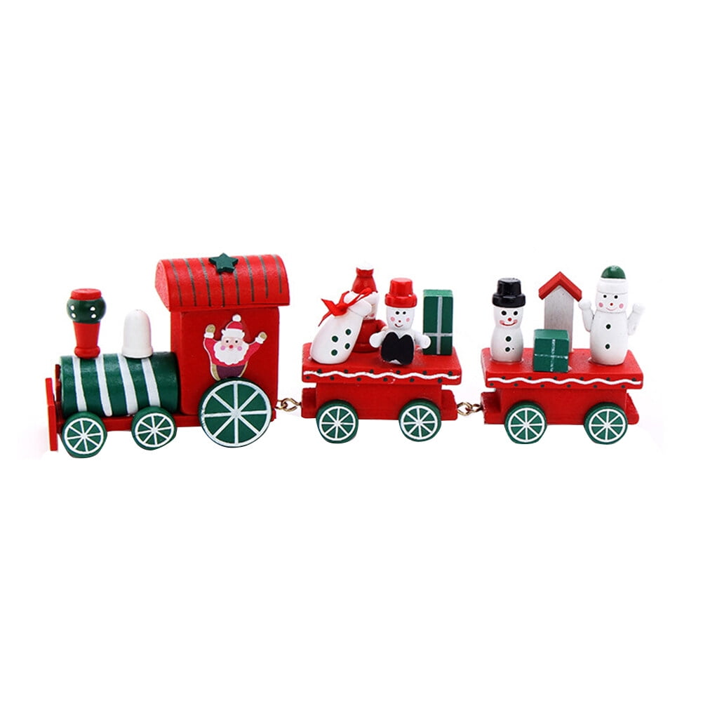 Wooden Playset Christmas Wooden Train Wooden Train Toy Kids Mini Toys ...