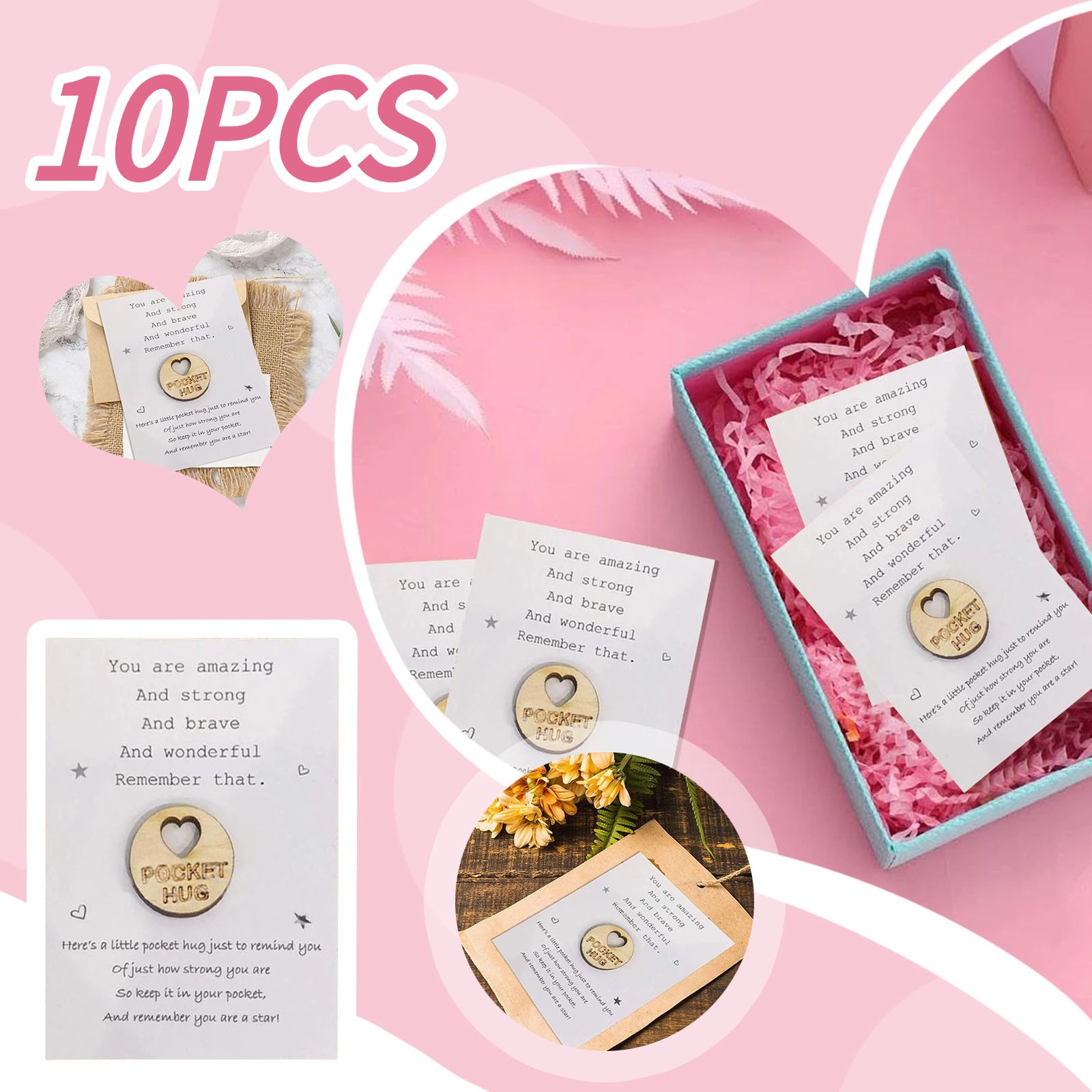 Wooden Pocket Hug Token Gift Greeting Cards Exchange Card for Love ...