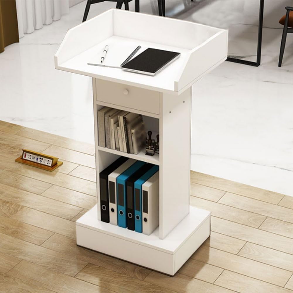 Wooden Podium, Floor Standing Podium Speaking Lectern Stand, Portable ...