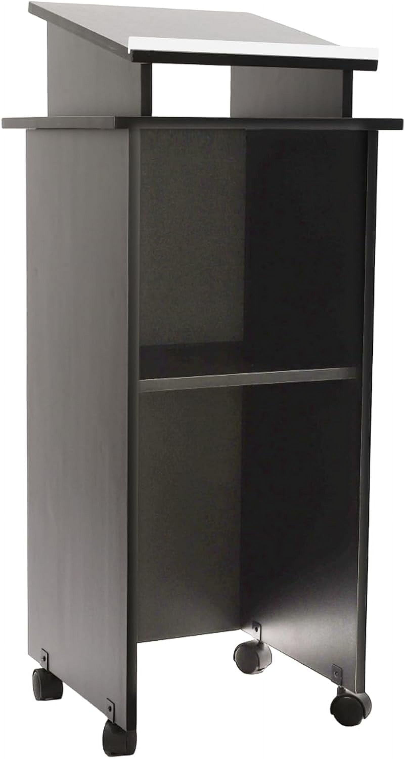 Wooden Podium Stand Mobile Teacher Lectern with Storage Space Portable ...