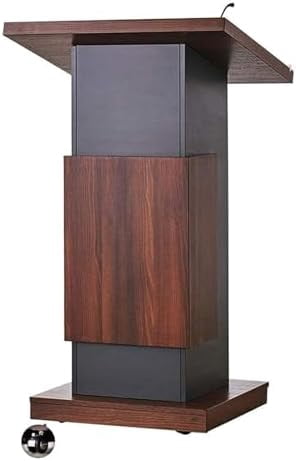 Wooden Podium Stand Portable Mobile Lectern with Locking Wheels for ...