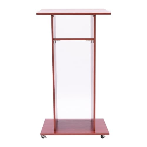 Wooden Podium Stand, Wood Chruch Podium With Frost Acrylic Front Panel ...