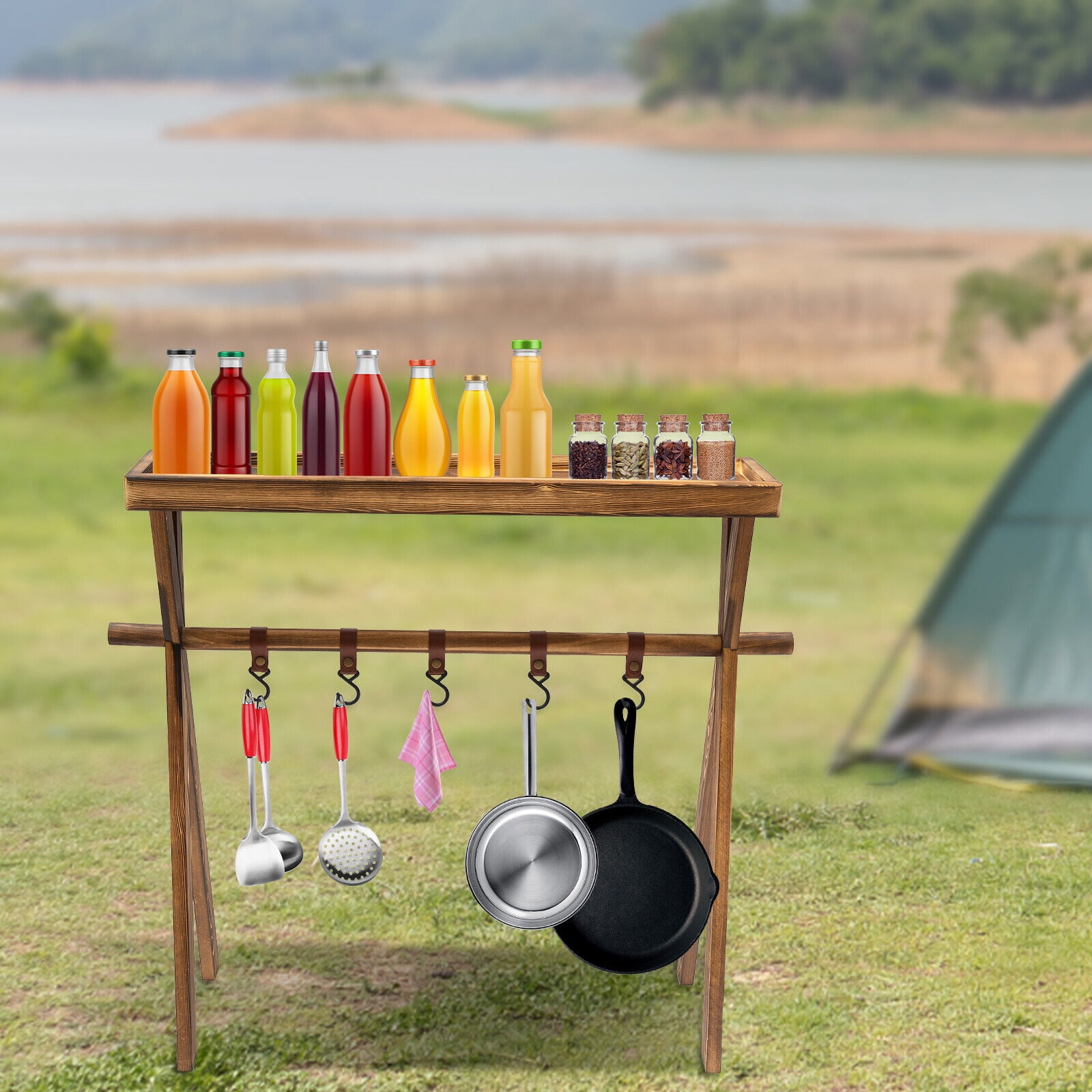 Wooden Portable Picnic Rack, Lightweight Portable Beechwood Outdoor ...