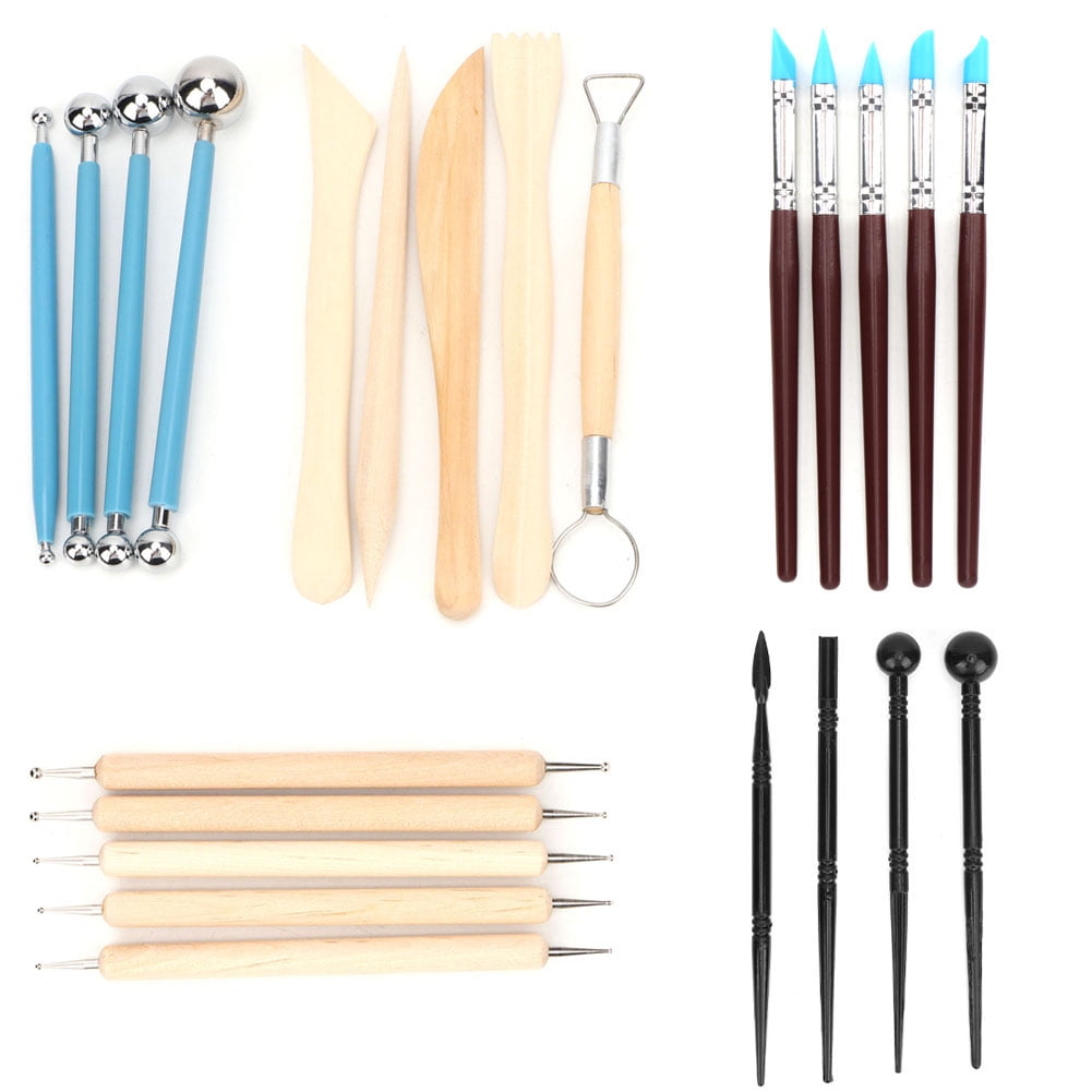 Wooden Pottery Clay Craft Sculpting Modeling Tools DIY Carved Art Set ...